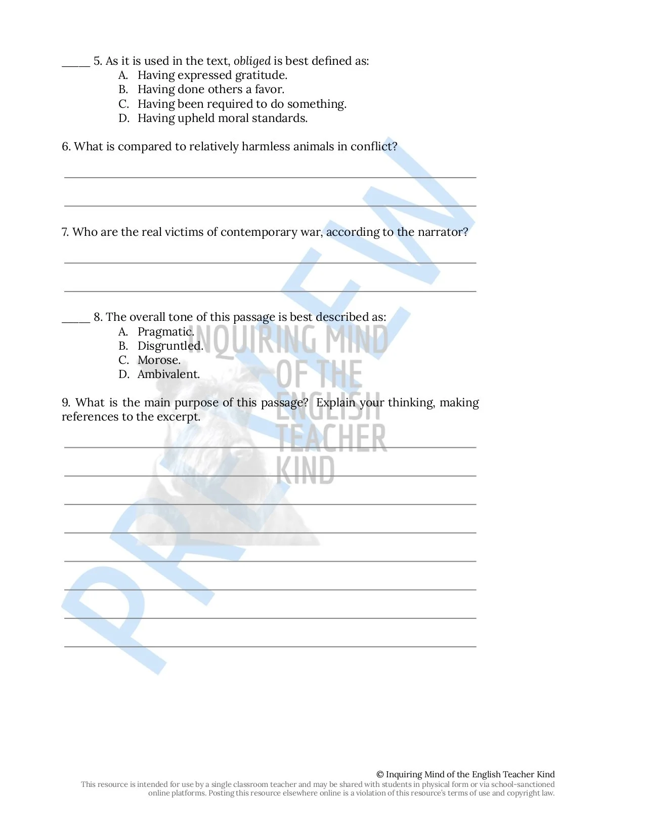 1984 by George Orwell Close Reading Analysis Worksheets Bundle for High School — Inquiring Mind ...