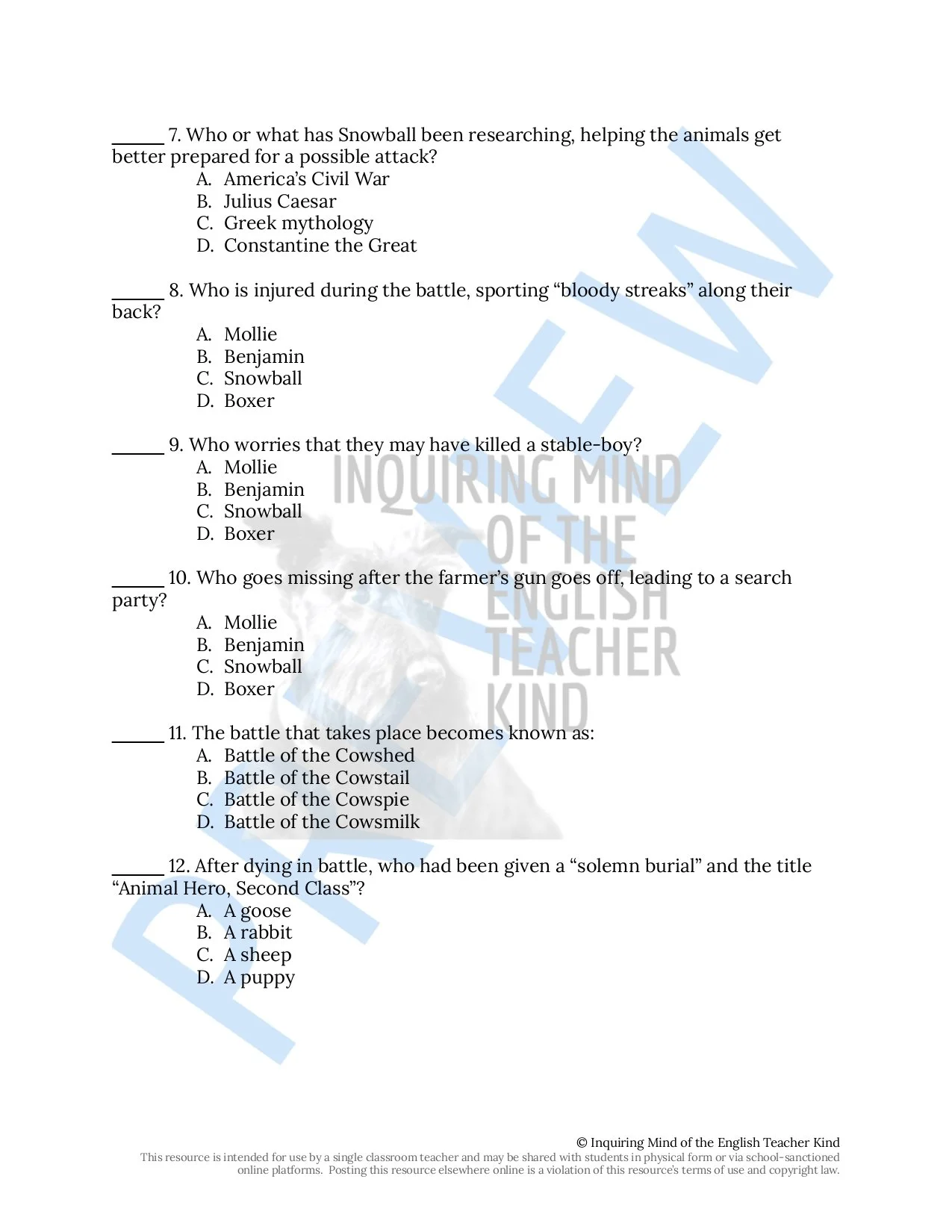 Animal Farm Quiz, Close Reading, and Vocabulary Games Bundle for ...