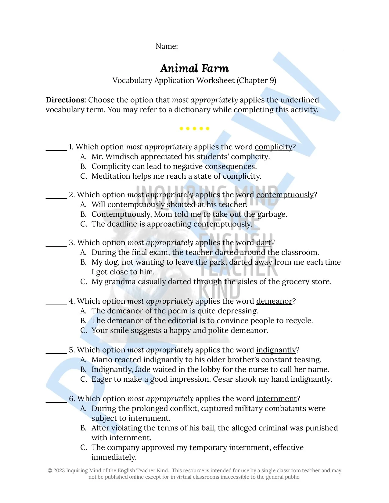 Animal Farm Quiz, Close Reading, and Vocabulary Games Bundle for ...