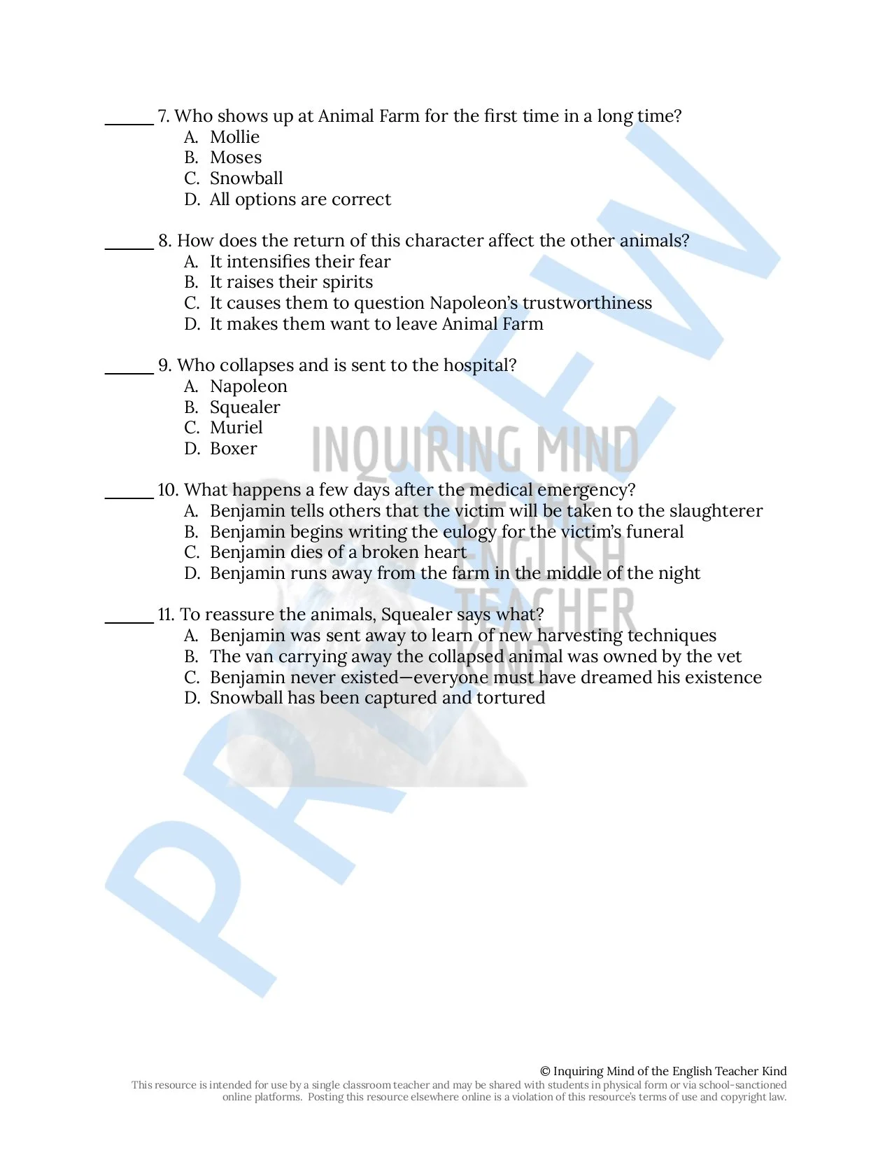 Animal Farm Quiz, Close Reading, and Vocabulary Games Bundle for ...