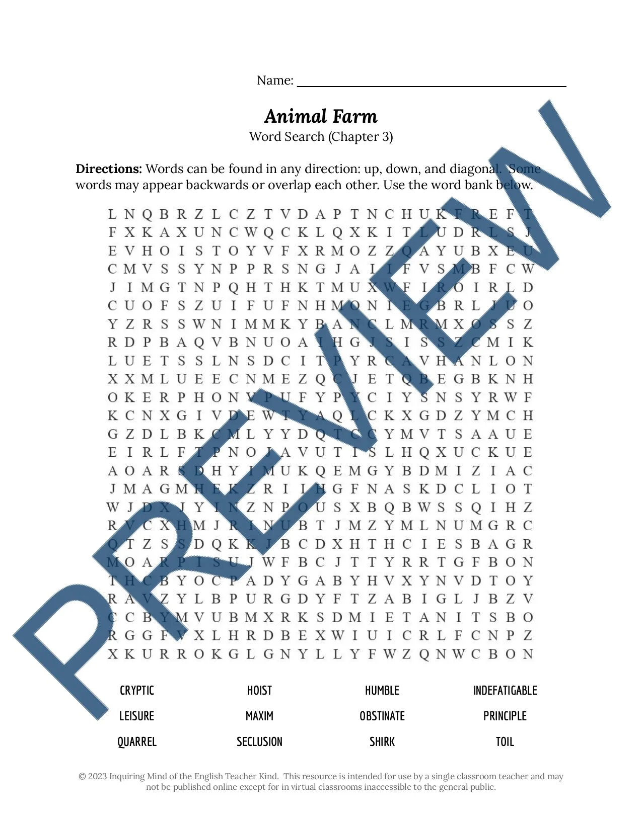Animal Farm by George Orwell Vocabulary Development Games and ...