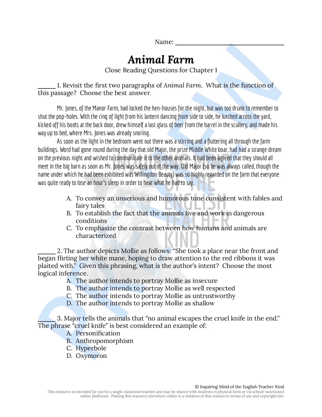 Grammar Practice Worksheet on Misplaced and Dangling Modifiers for High ...