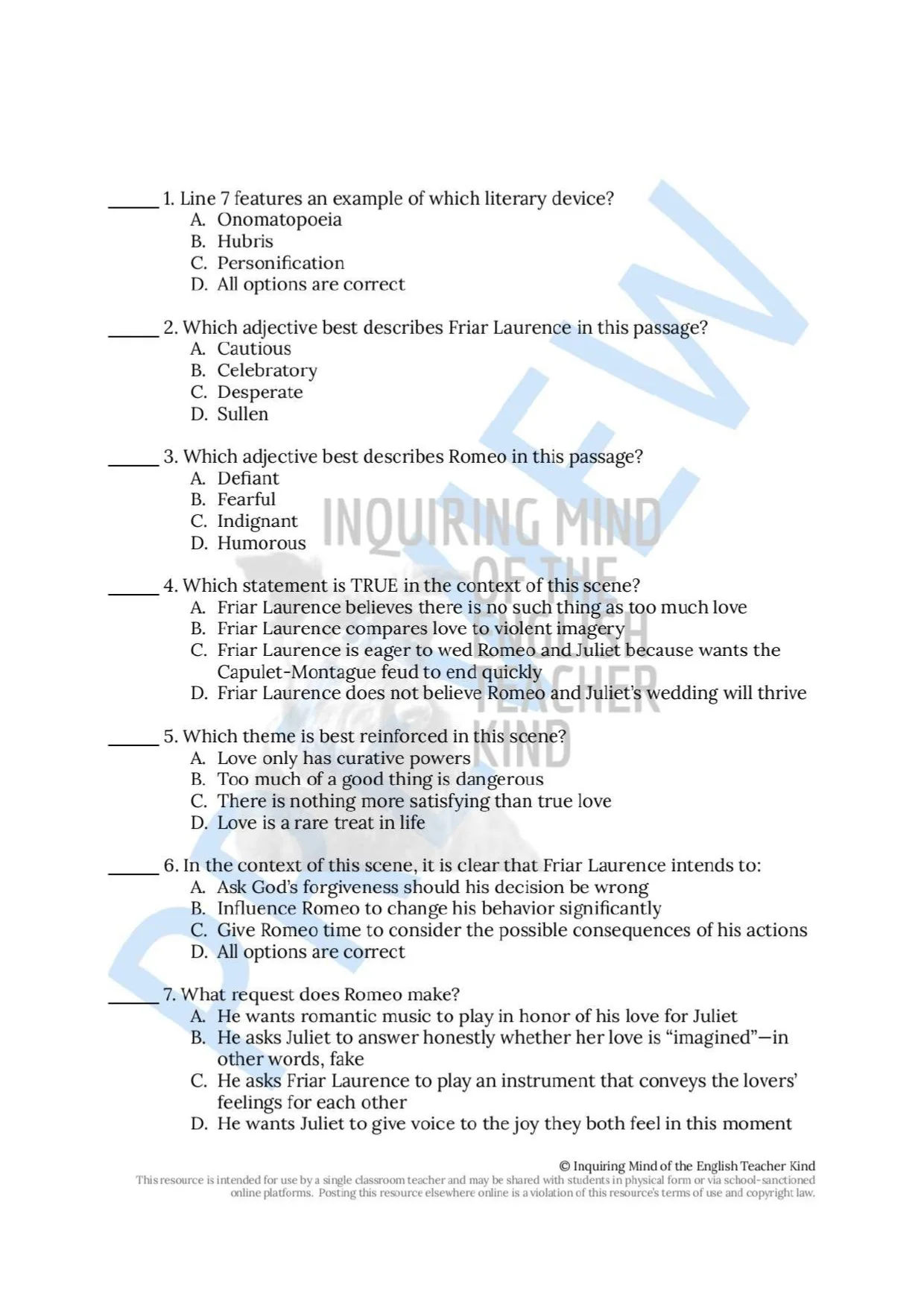 Romeo and Juliet Act 2 Reading Guide, Quiz, and Close Reading Bundle ...