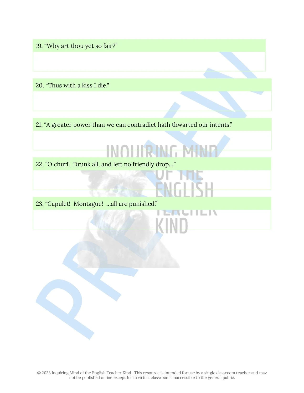 Romeo and Juliet Act 5 Quiz and Close Reading Worksheets Bundle for ...