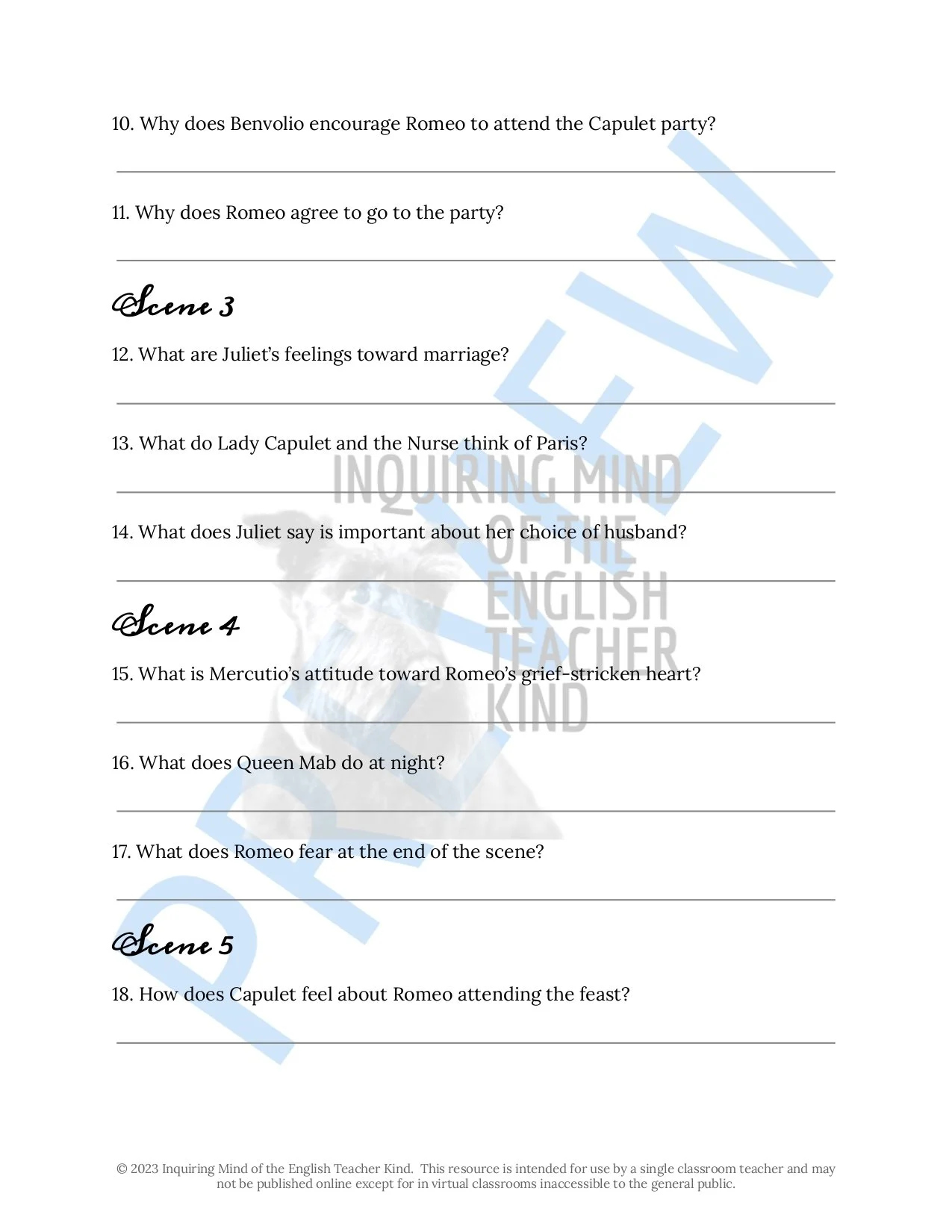 Romeo and Juliet Guided Reading Worksheets and Answer Keys Bundle for ...