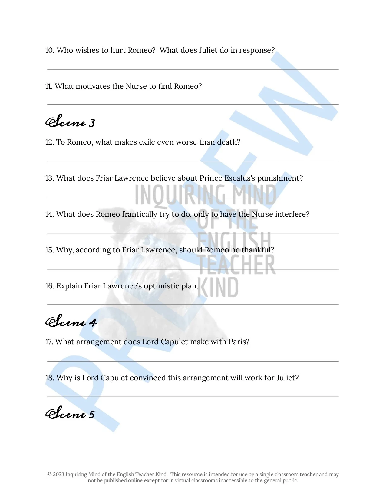 Romeo and Juliet Guided Reading Worksheets and Answer Keys Bundle for ...