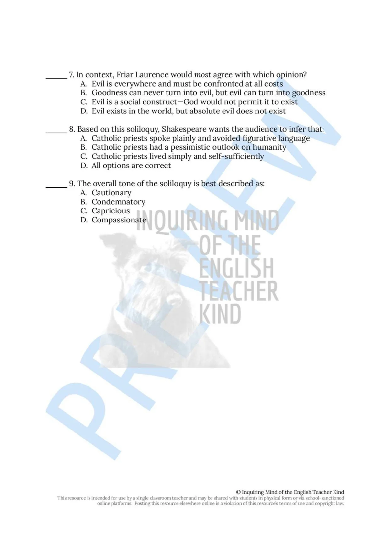 Romeo and Juliet Close Reading Analysis Worksheets Bundle with Answer ...