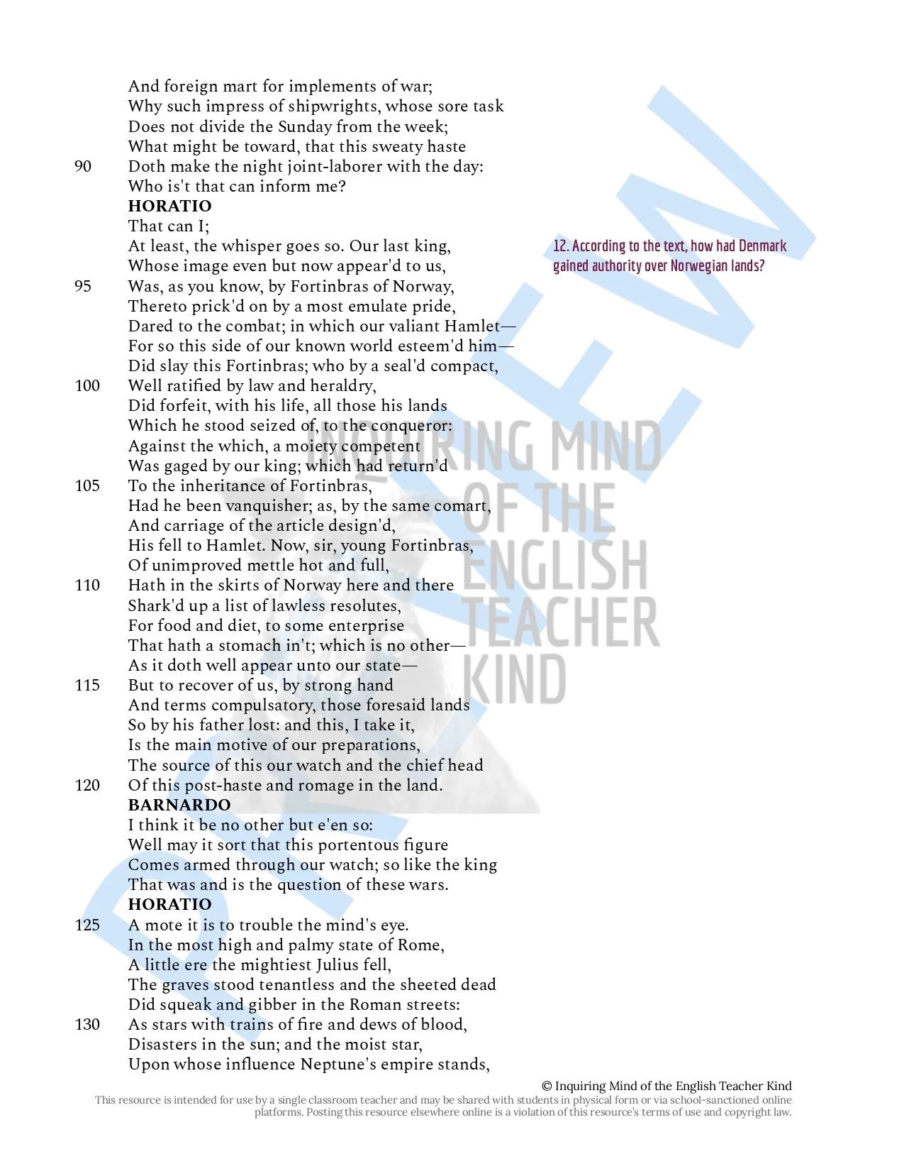 Hamlet Close Reading Analysis Worksheets and Answer Keys Bundle for ...