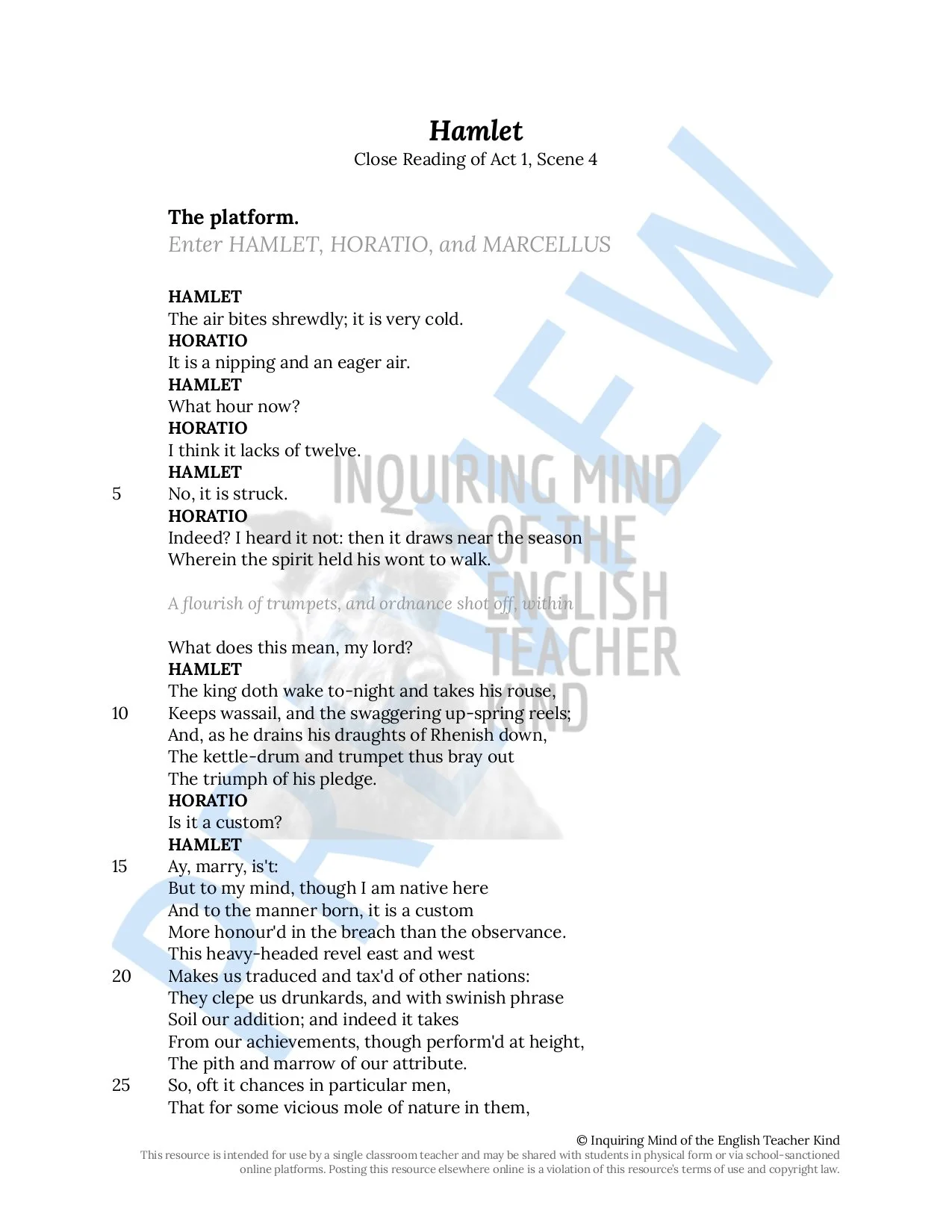 Hamlet Close Reading Analysis Worksheets and Answer Keys Bundle for ...