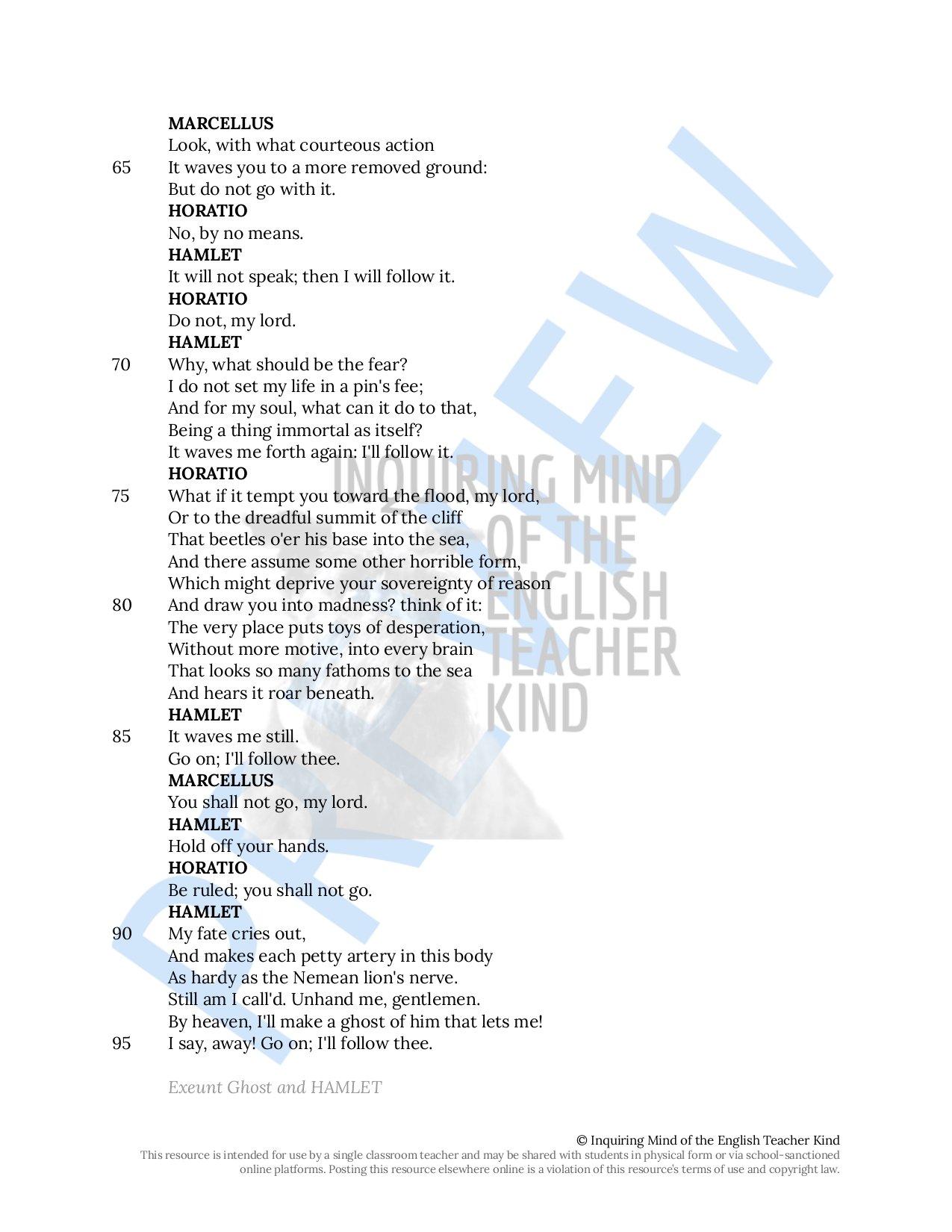 Hamlet Close Reading Analysis Worksheets and Answer Keys Bundle for ...