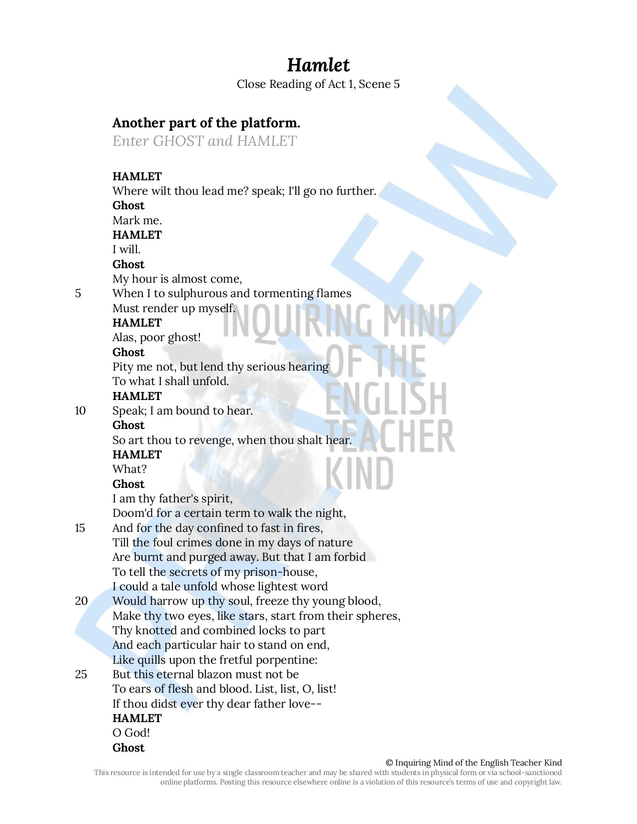 Hamlet Close Reading Analysis Worksheets and Answer Keys Bundle for ...