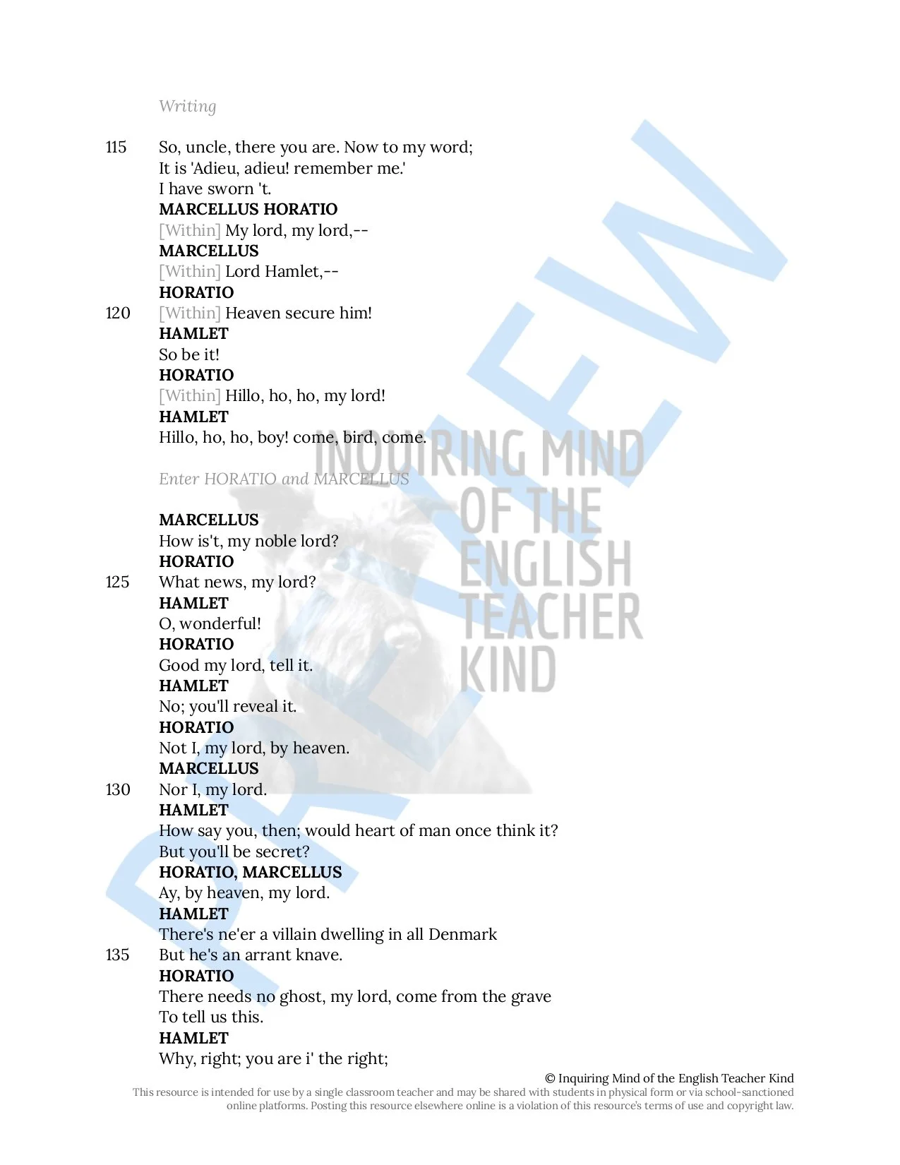 Hamlet Close Reading Analysis Worksheets and Answer Keys Bundle for ...