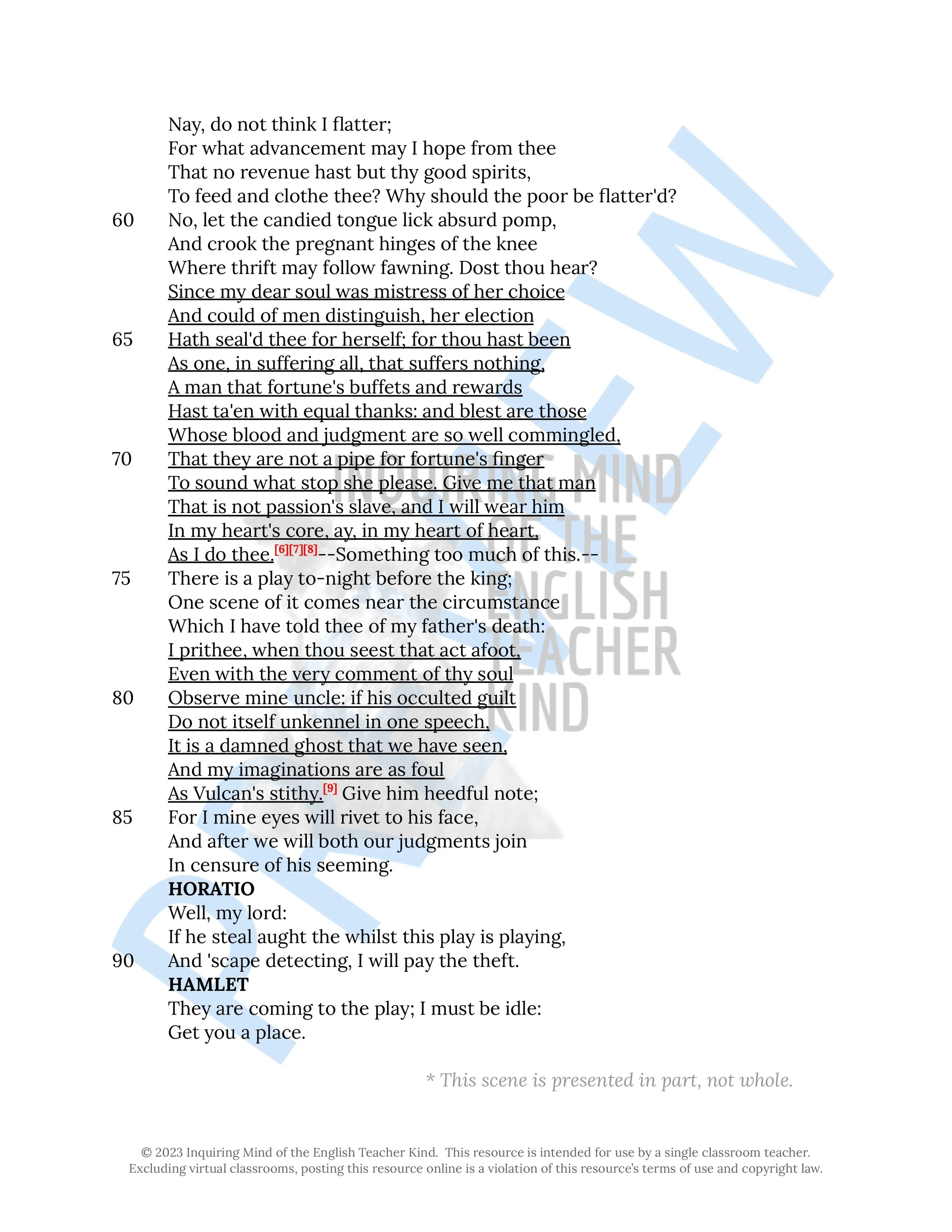 Hamlet Close Reading Analysis Worksheets and Answer Keys Bundle for ...