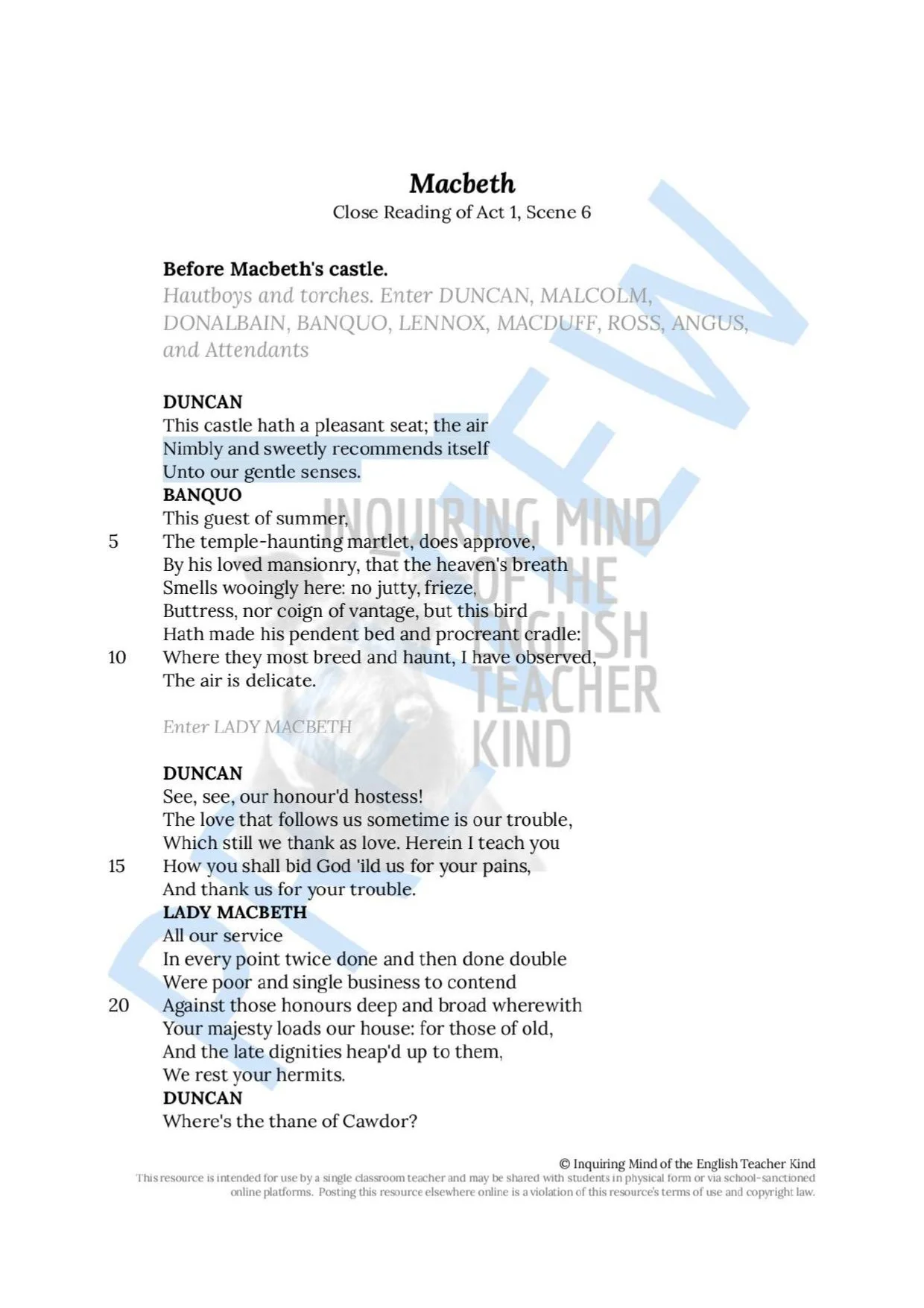 Macbeth Act 1 Quiz and Close Reading Worksheets Bundle by Inquiring ...