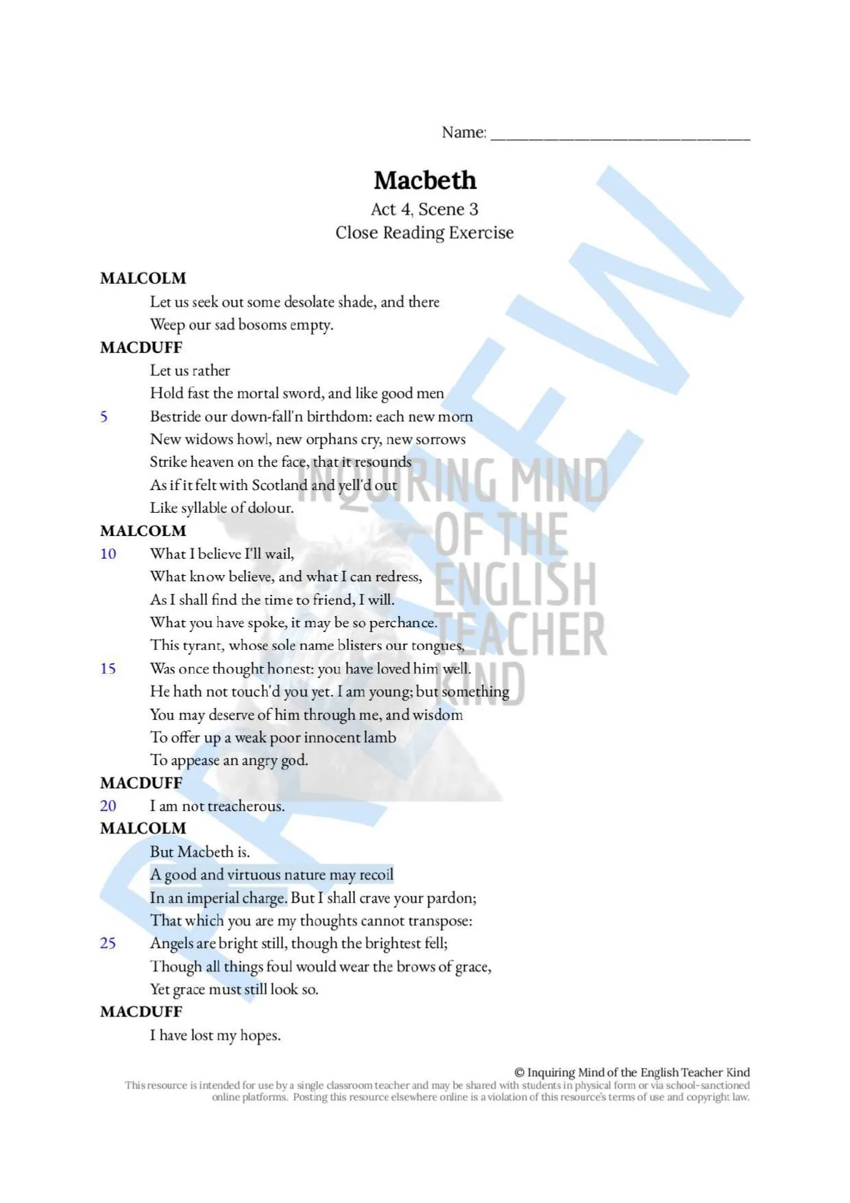 Macbeth Act 4 Quiz and Close Reading Worksheets Bundle by Inquiring ...