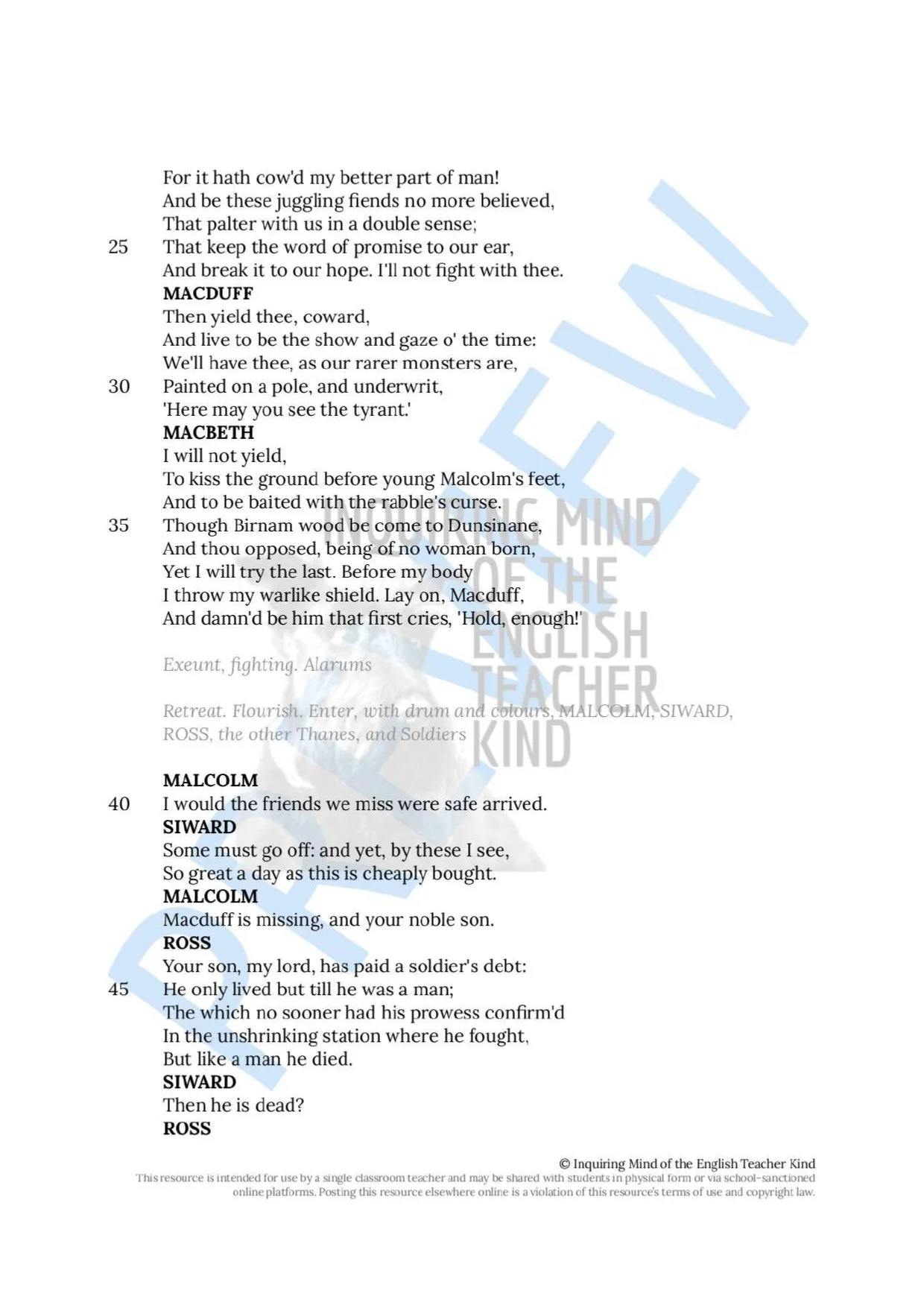 Macbeth Act 5 Quiz and Close Reading Worksheets Bundle by Inquiring ...