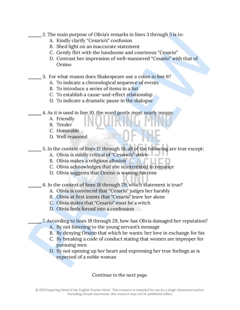 Twelfth Night Close Reading Analysis Worksheets Bundle with Answer Keys ...