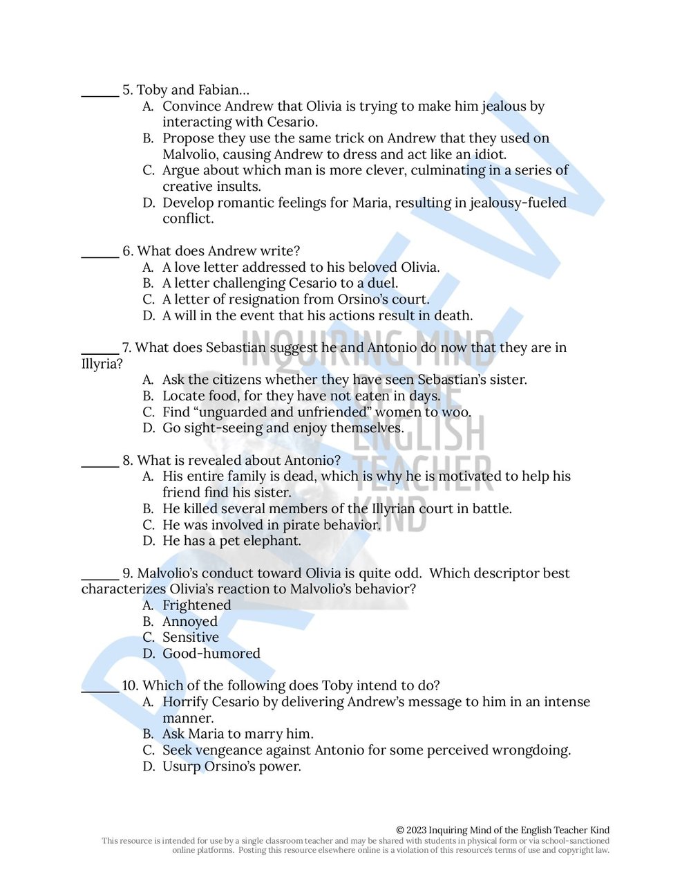 Twelfth Night Close Reading Analysis Worksheets Bundle with Answer Keys ...