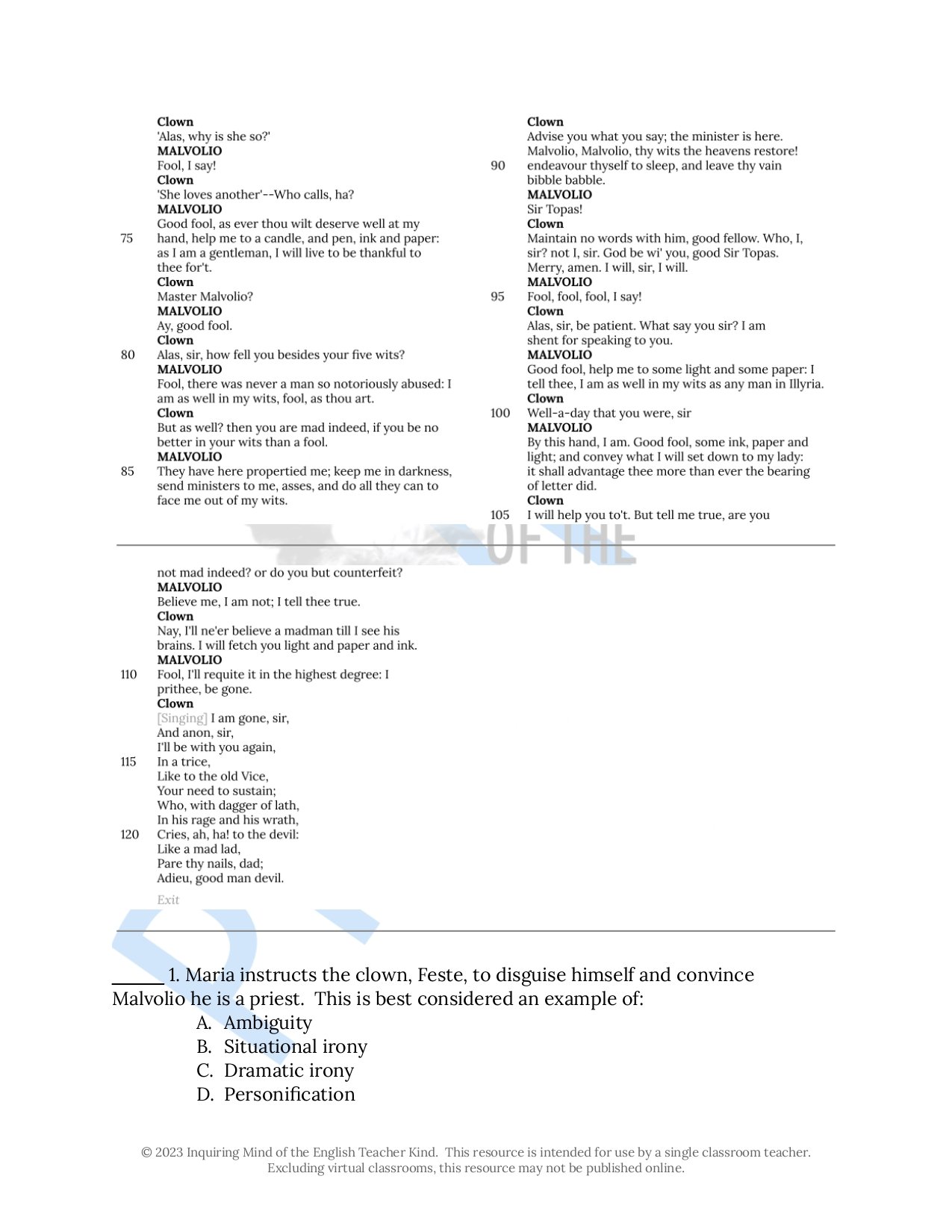 Twelfth Night Close Reading Analysis Worksheets Bundle with Answer Keys ...
