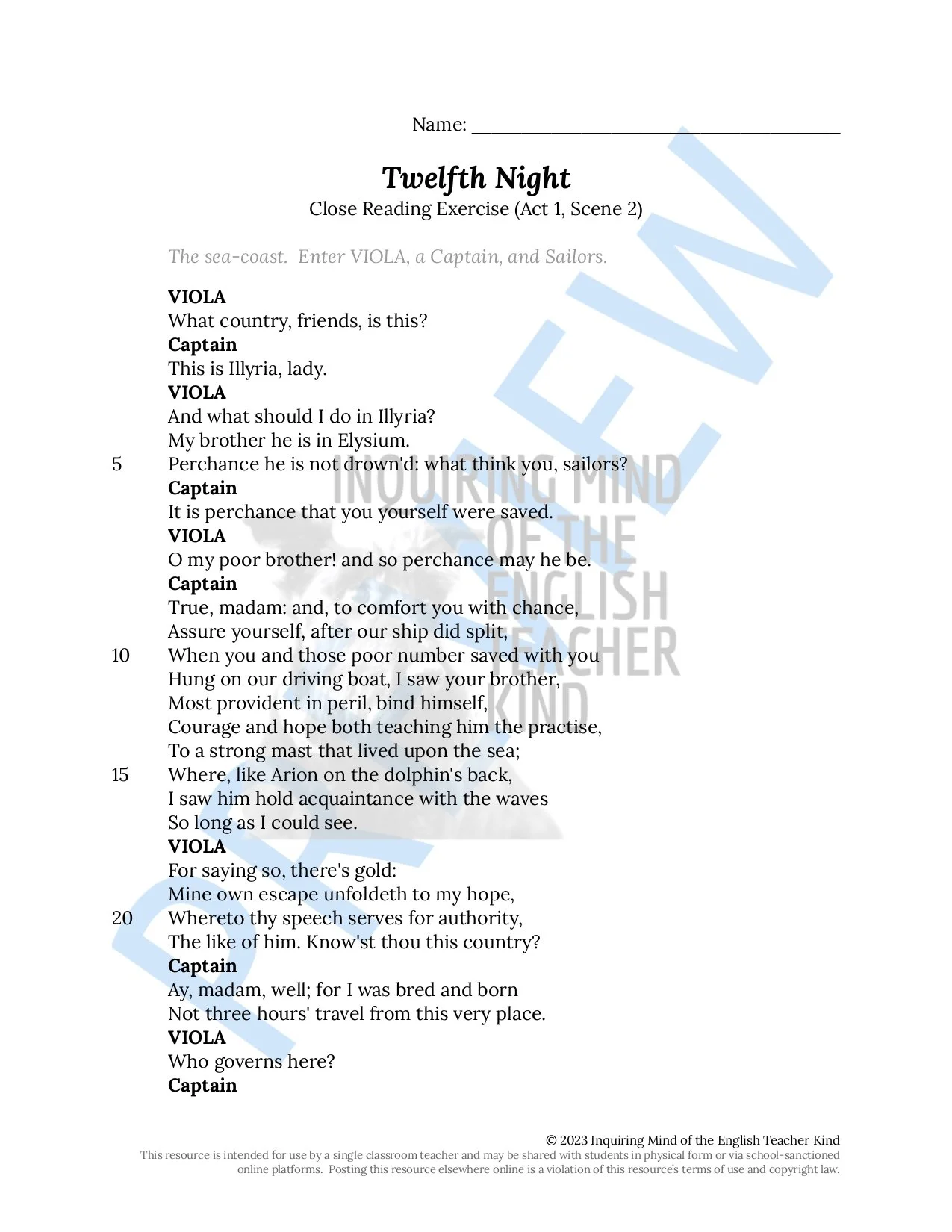 Twelfth Night Close Reading Analysis Worksheets Bundle with Answer Keys ...