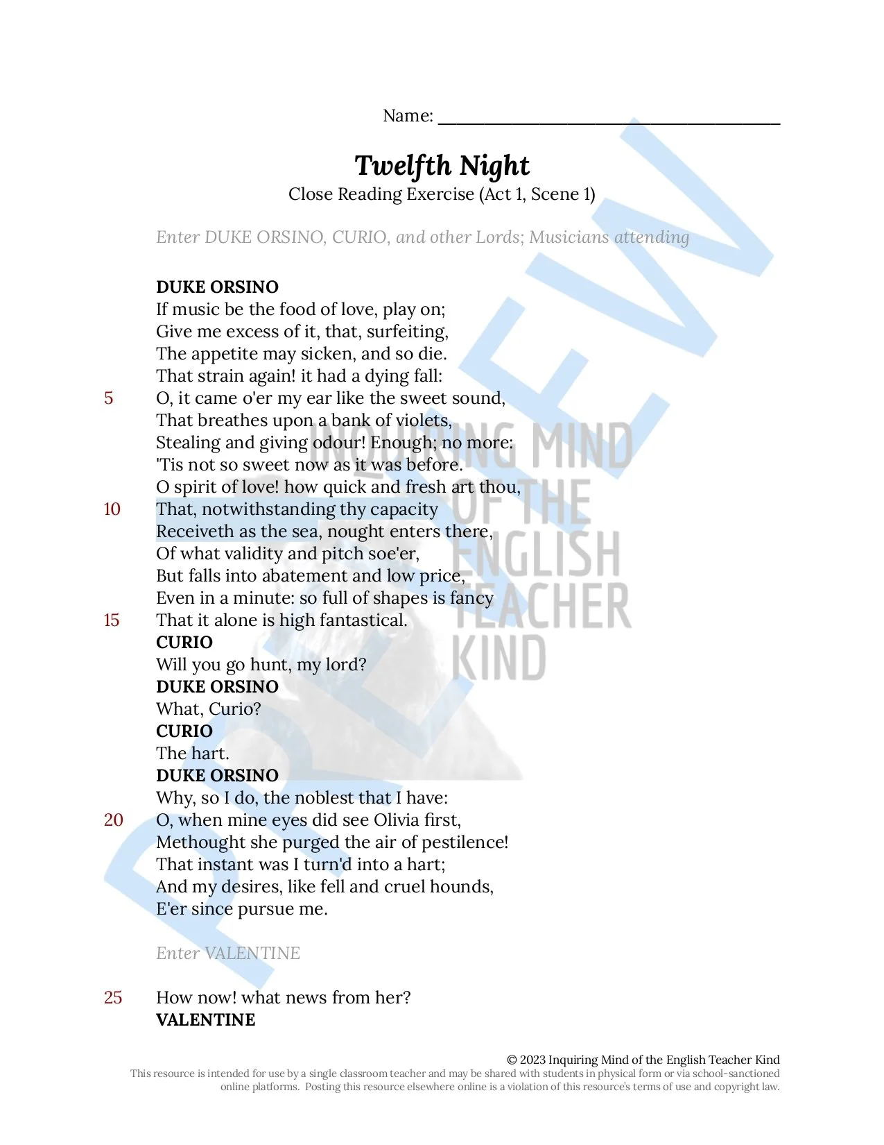 Twelfth Night Close Reading Analysis Worksheets Bundle with Answer Keys ...