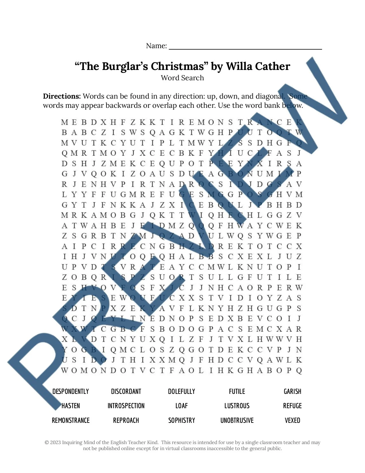 "The Burglar's Christmas" by Willa Cather Quiz, Close Reading, and ...