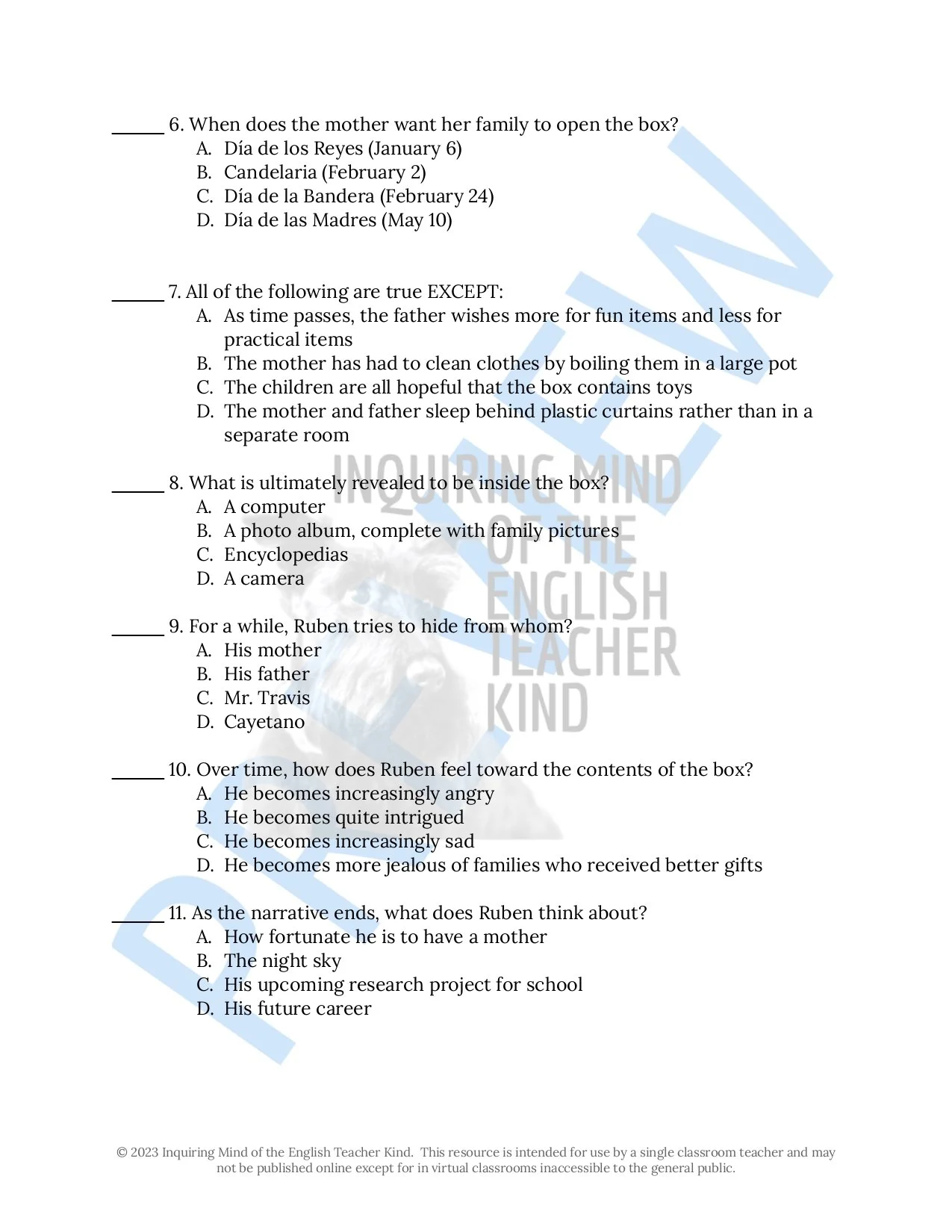 "Three Wise Guys" by Sandra Cisneros Quiz, Close Reading, and ...