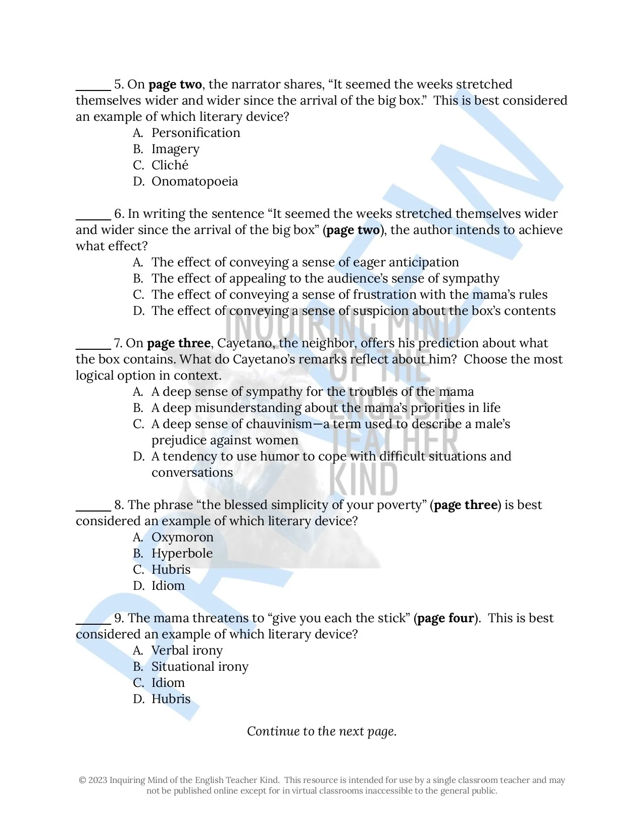 "Three Wise Guys" by Sandra Cisneros Quiz, Close Reading, and ...