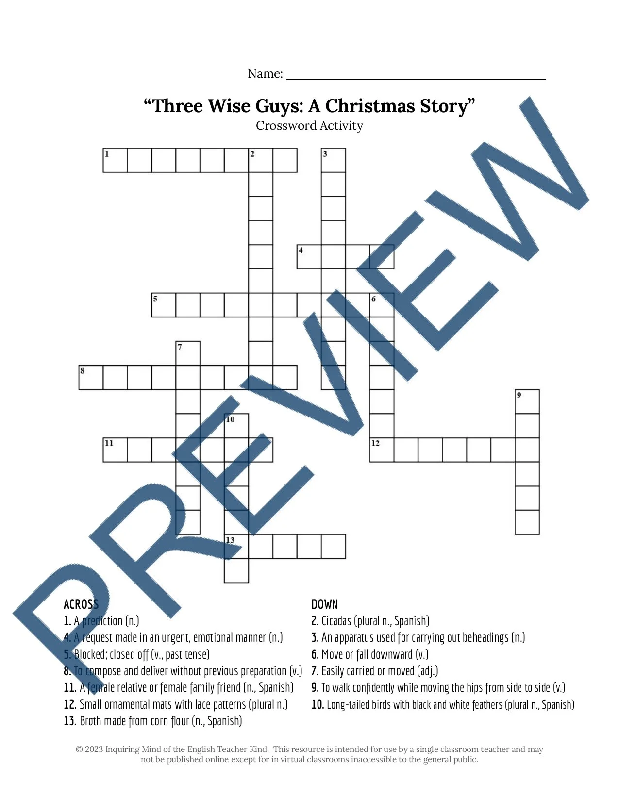 "Three Wise Guys" by Sandra Cisneros Quiz, Close Reading, and ...