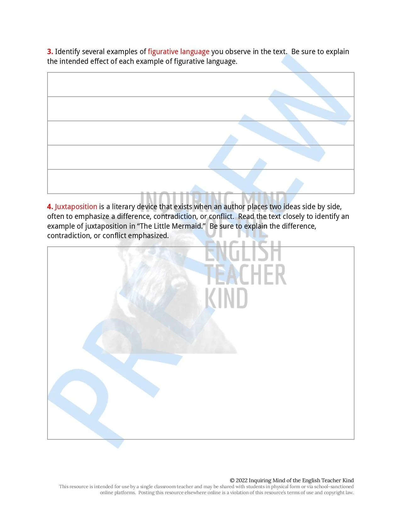 "The Little Mermaid" Quiz, Close Reading Activities, and Vocabulary ...