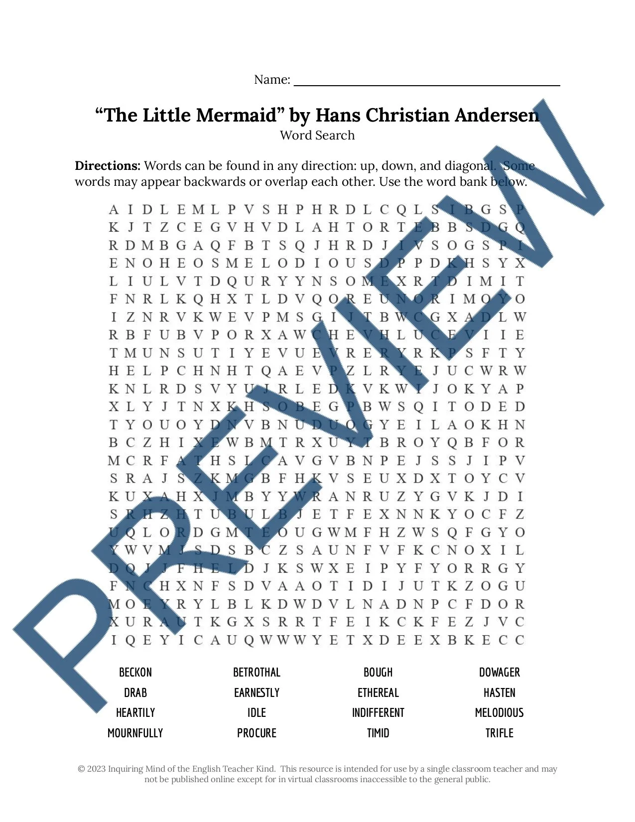 "The Little Mermaid" Quiz, Close Reading Activities, and Vocabulary ...