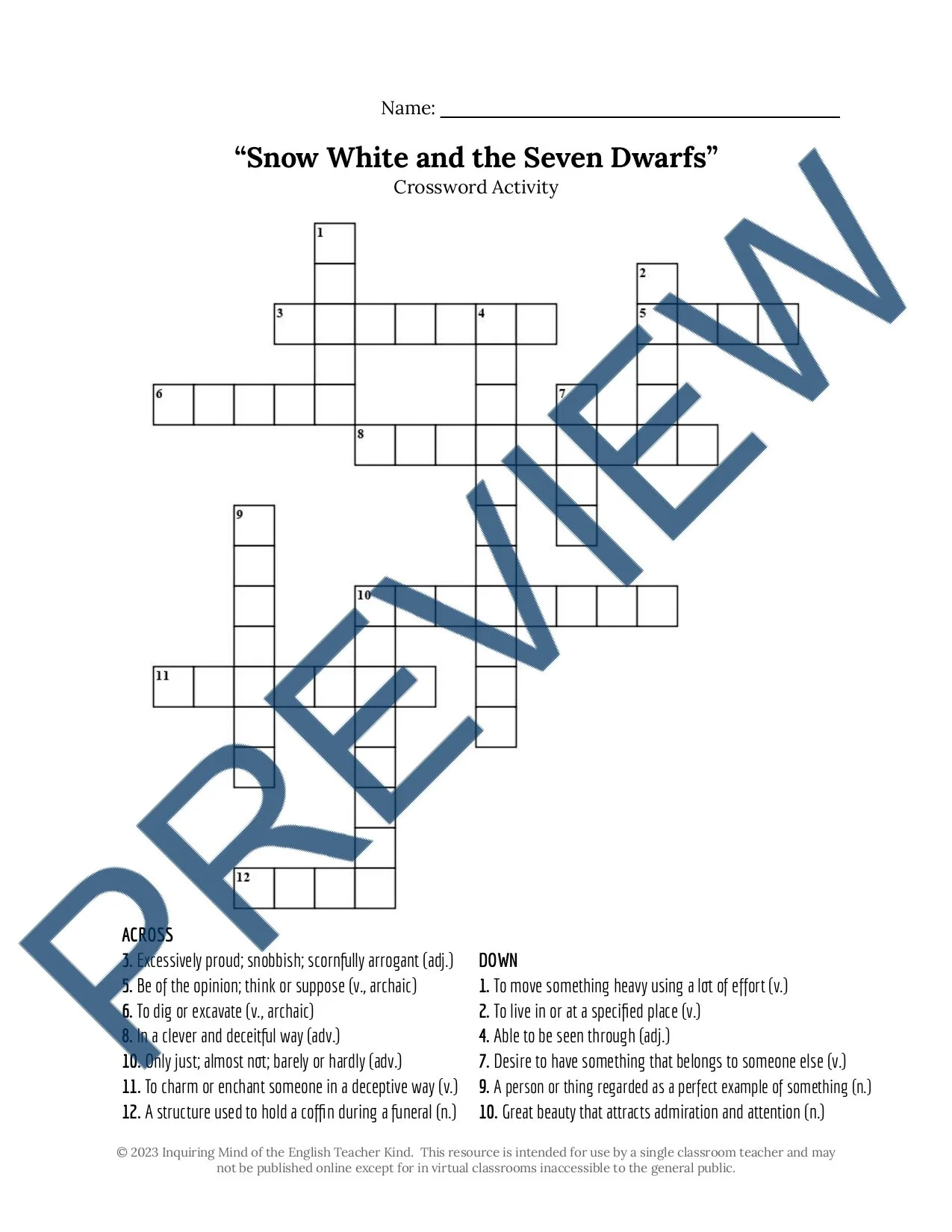 "Snow White and the Seven Dwarfs" Quiz, Close Reading, and Vocab Games ...