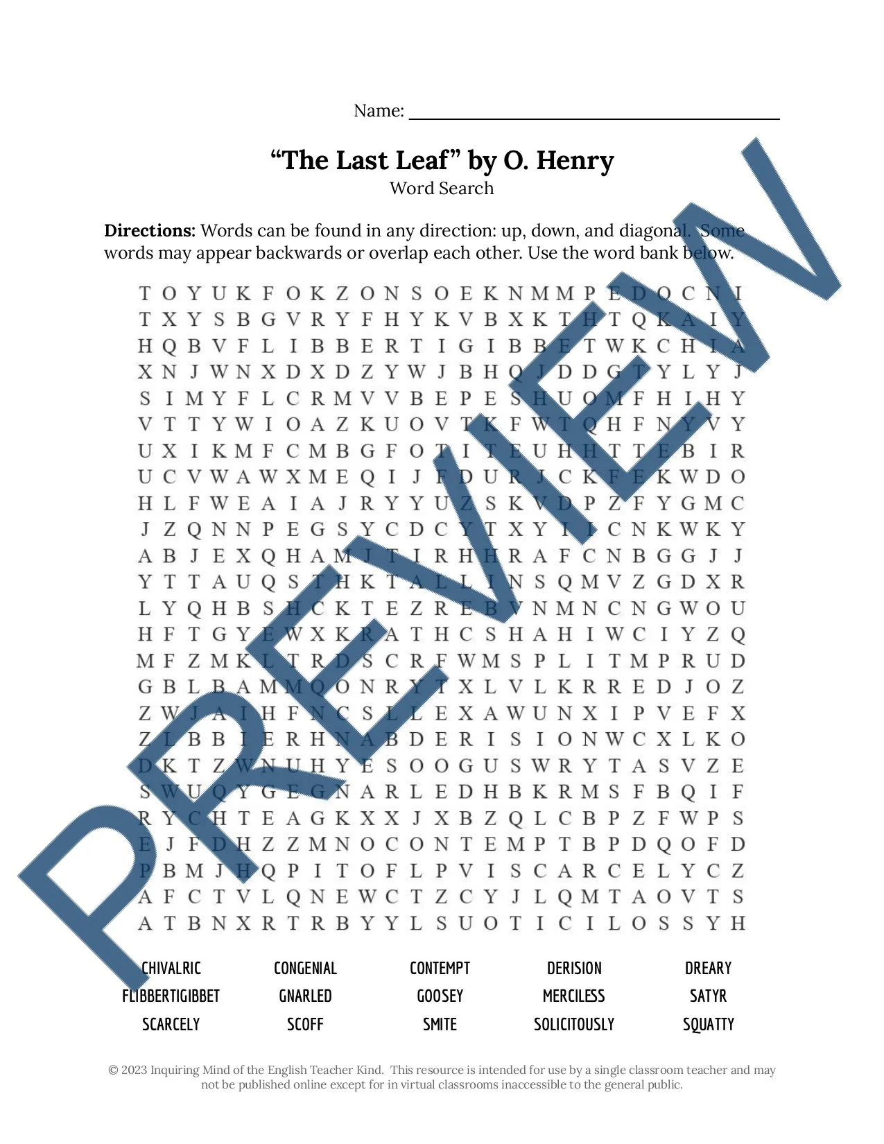 "The Last Leaf" by O. Henry Quiz, Close Reading, and Vocabulary Games ...