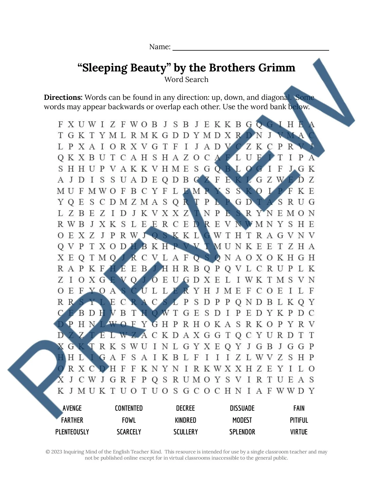 "Sleeping Beauty" by the Brothers Grimm Quiz, Close Reading, and ...