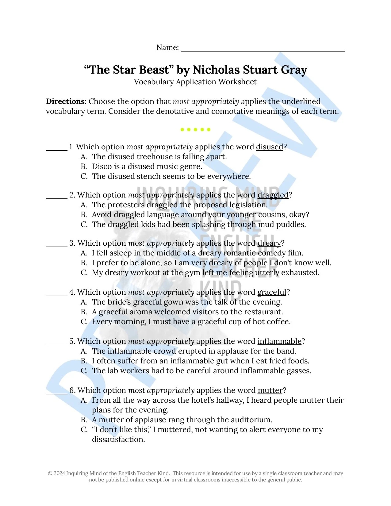 "The Star Beast" by Nicholas Stuart Gray Quiz, Close Reading Activity ...
