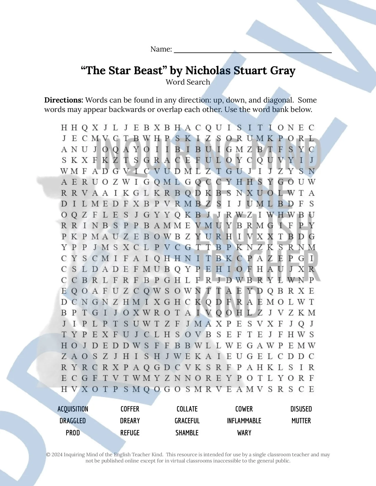 "The Star Beast" by Nicholas Stuart Gray Quiz, Close Reading Activity ...