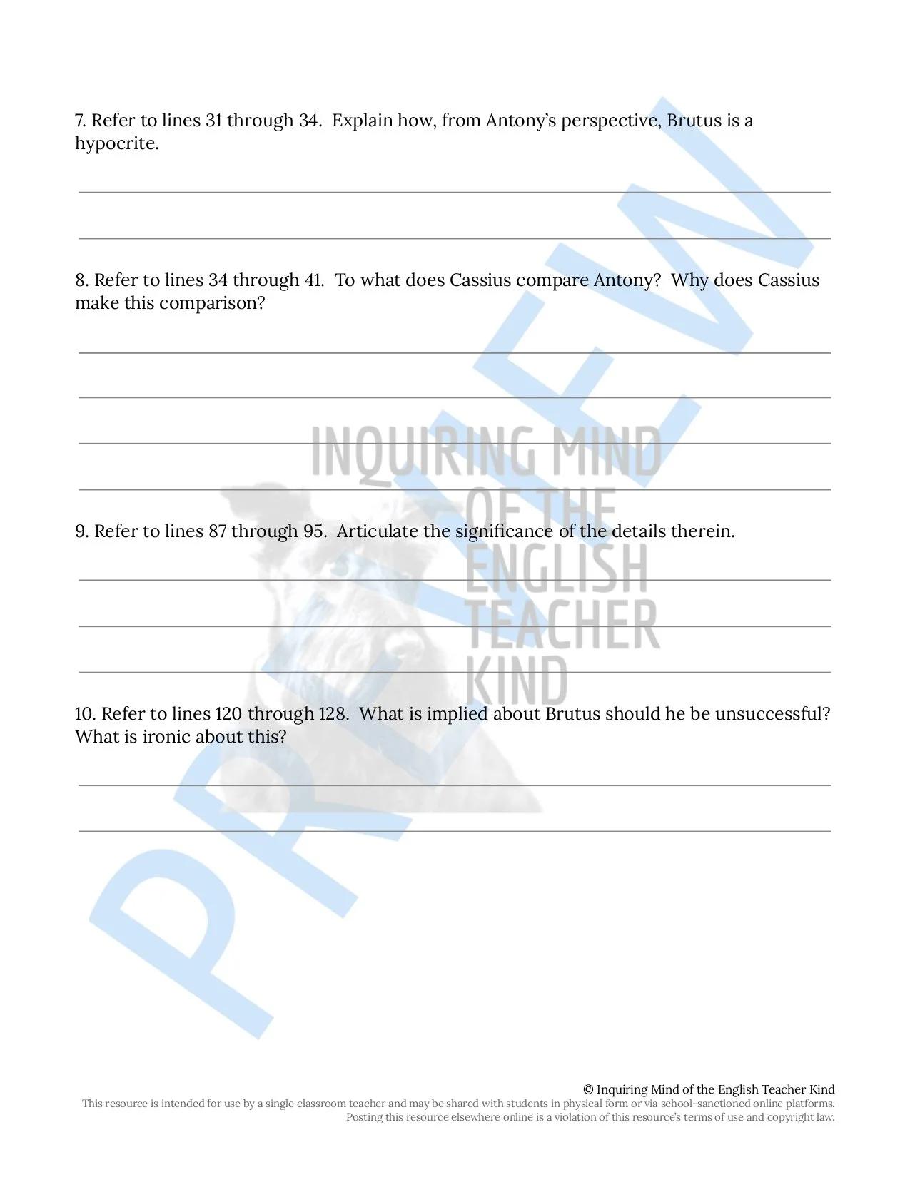 Julius Caesar Act 5 Quiz and Close Reading Analysis Worksheets Bundle ...