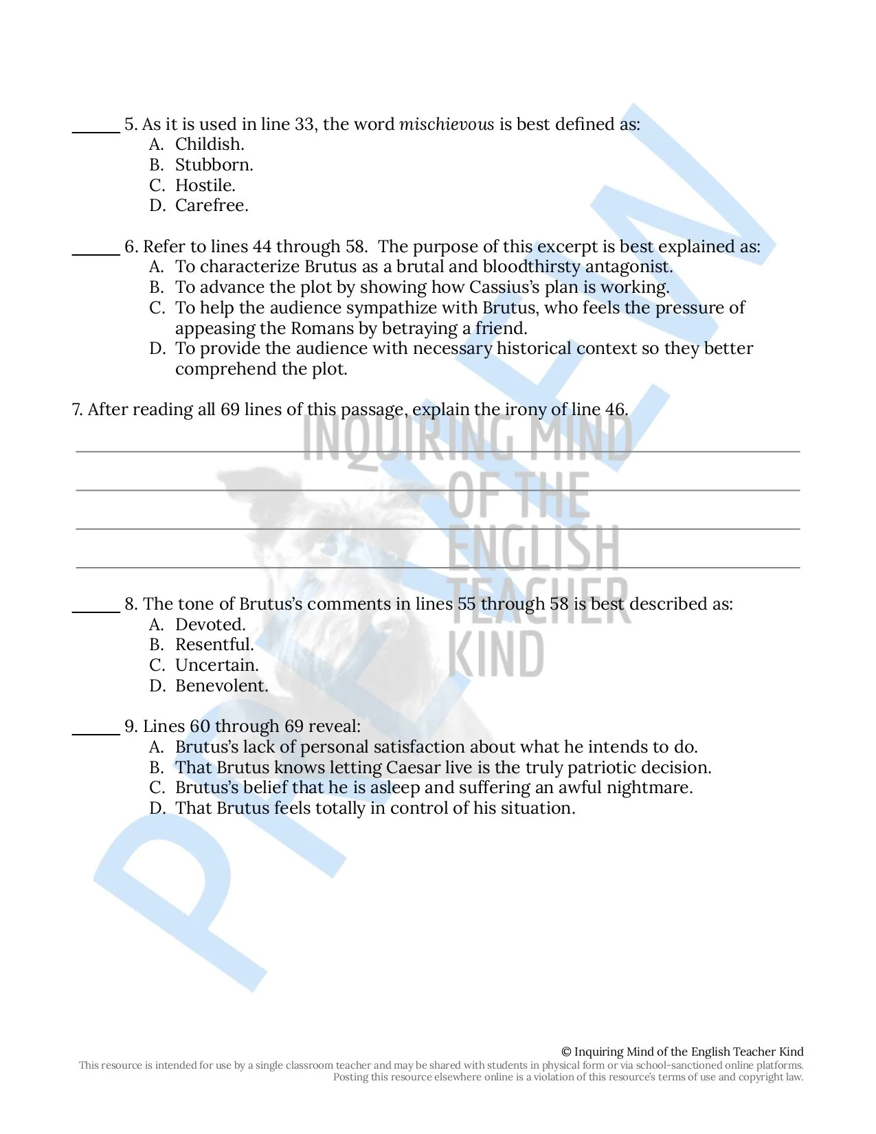 Julius Caesar Quizzes, Close Reading Worksheets, Vocabulary Games, and ...