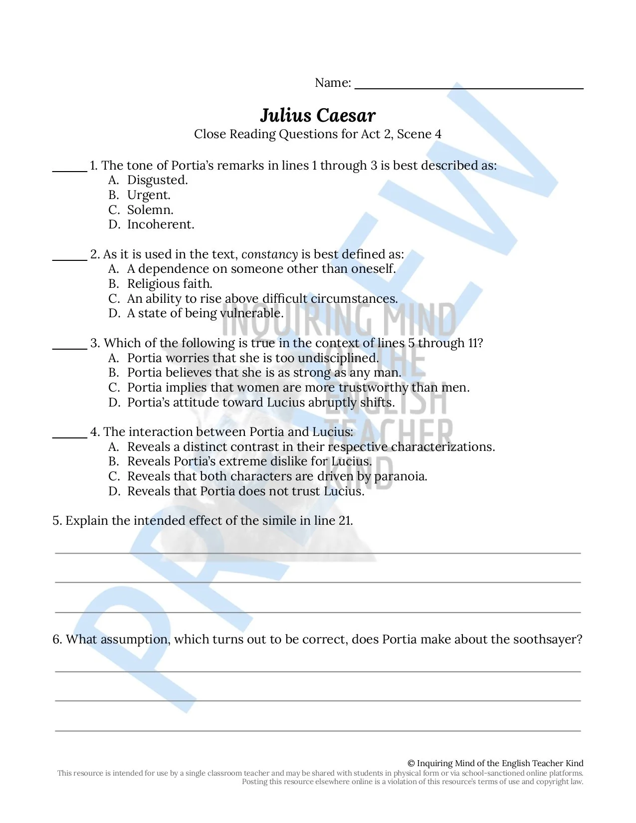 Julius Caesar Quizzes, Close Reading Worksheets, Vocabulary Games, and ...