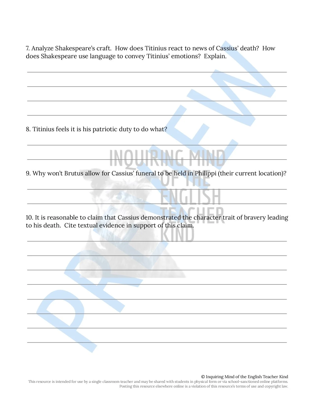 Julius Caesar Quizzes, Close Reading Worksheets, Vocabulary Games, and ...