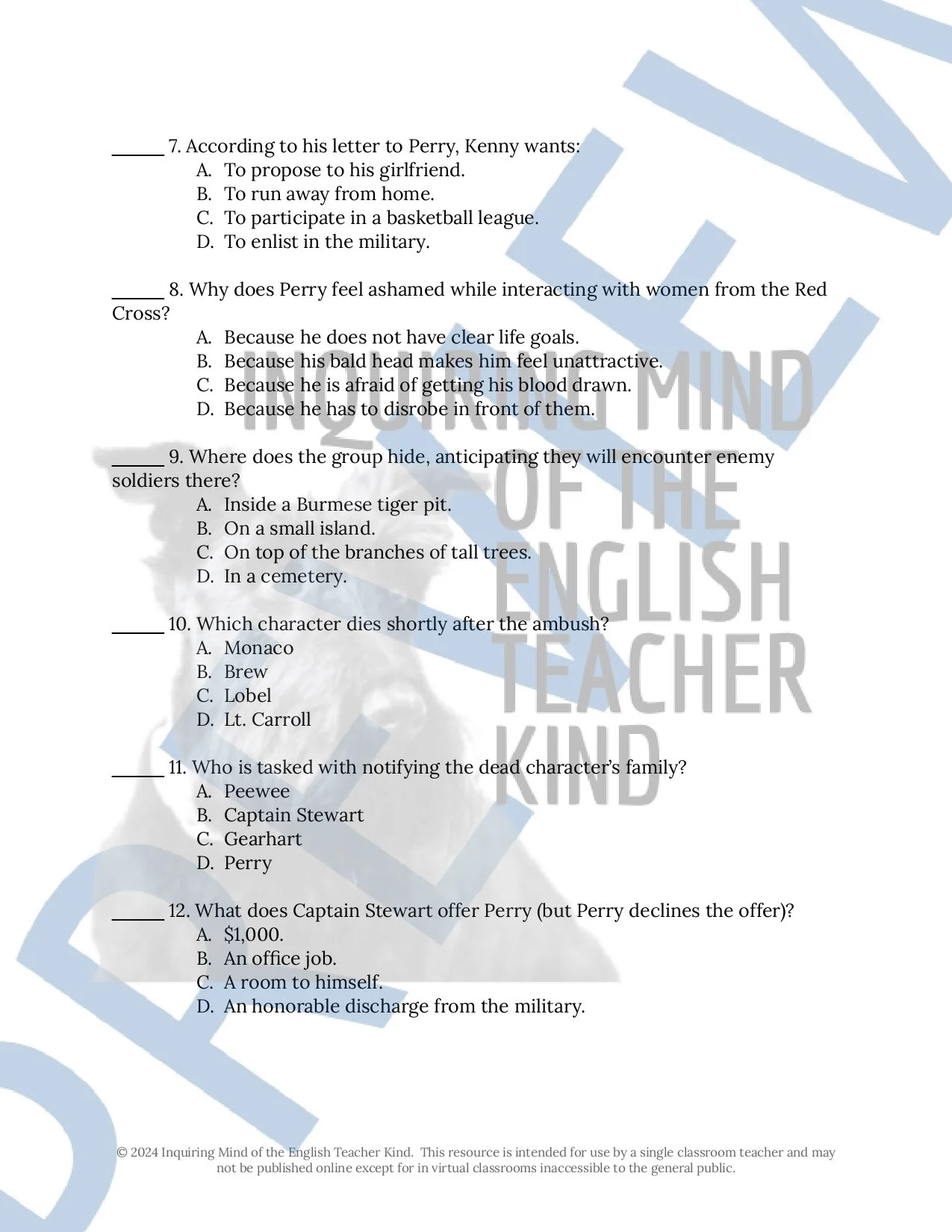 Fallen Angels by Walter Dean Myers Quiz and Answer Key Bundle for High ...