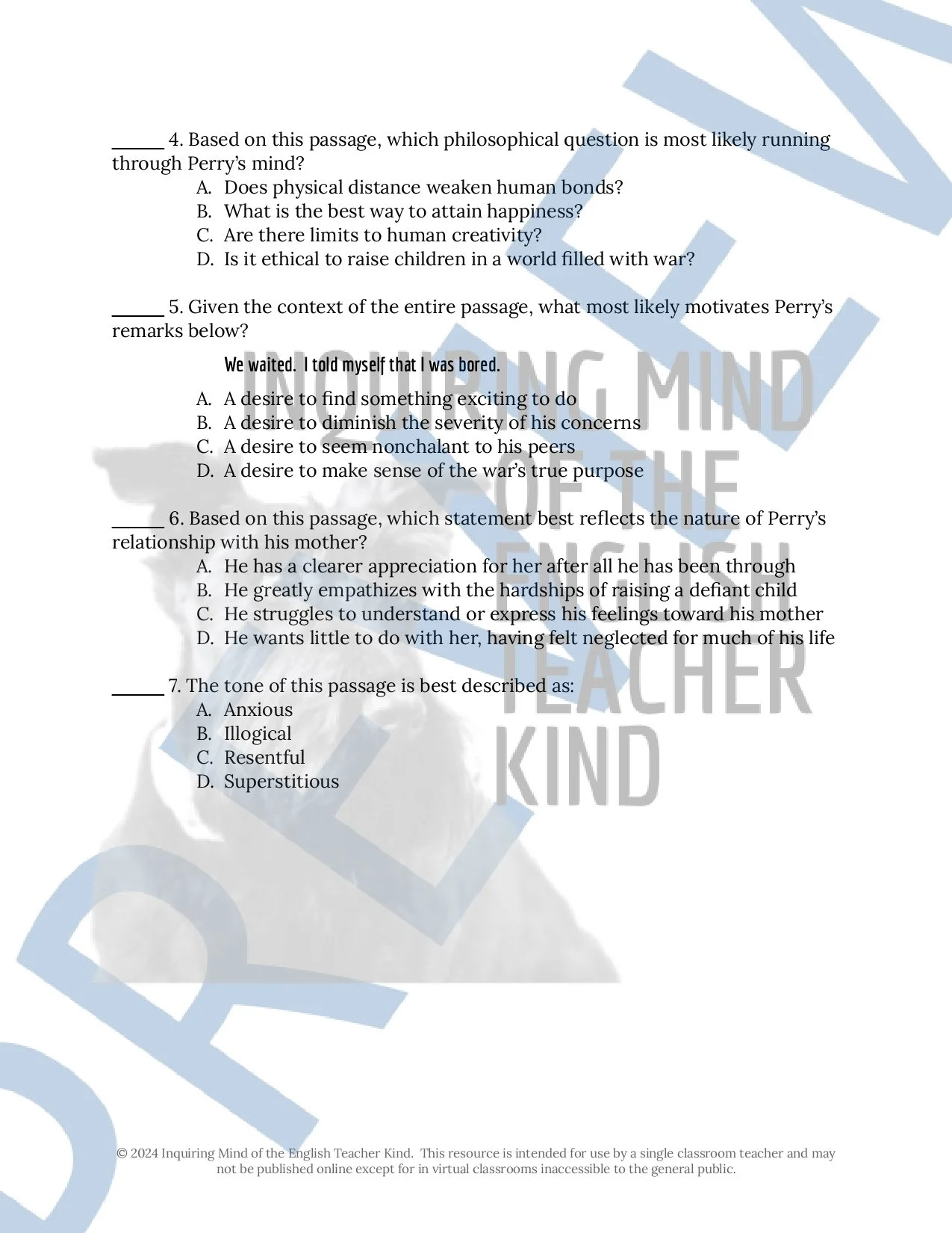 Fallen Angels by Walter Dean Myers Close Reading Analysis Worksheets ...