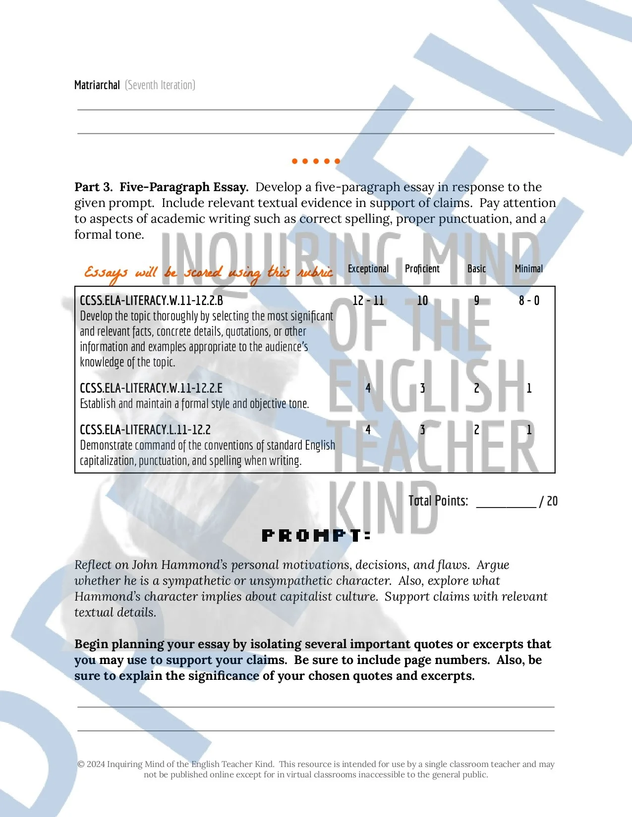 Jurassic Park by Michael Crichton Test and Answer Key with Study Guide ...