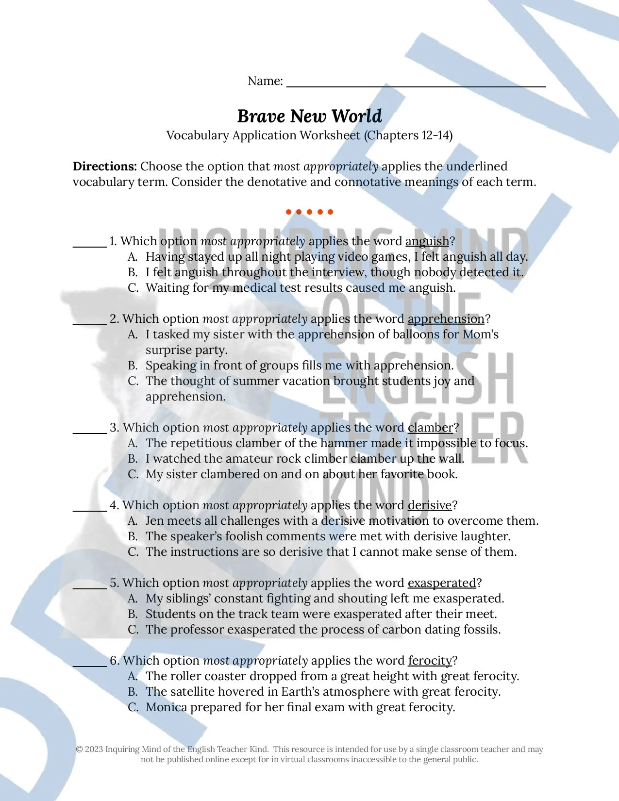 Brave New World Quiz and Vocabulary Games Bundle (Chapters 12, 13, and ...