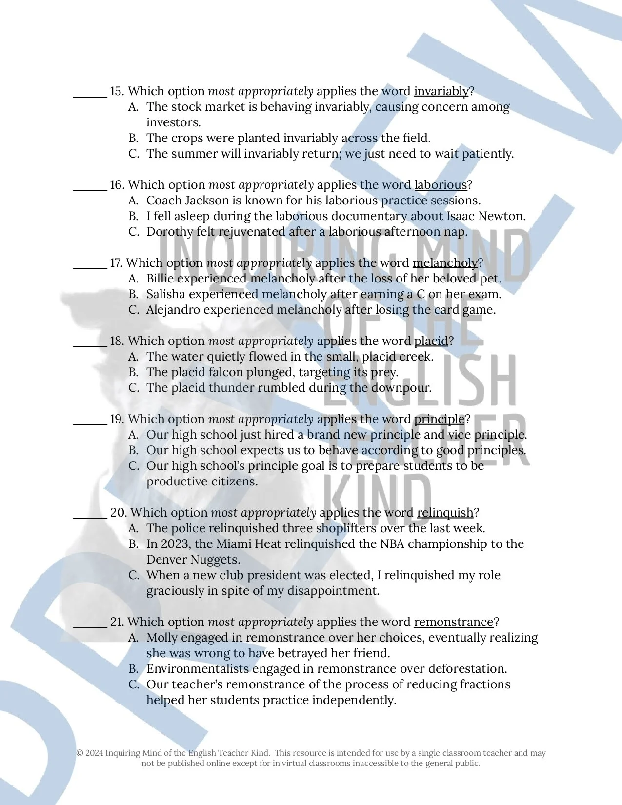 "The Birthmark" Quiz, Close Reading Worksheet, and Vocabulary Games ...