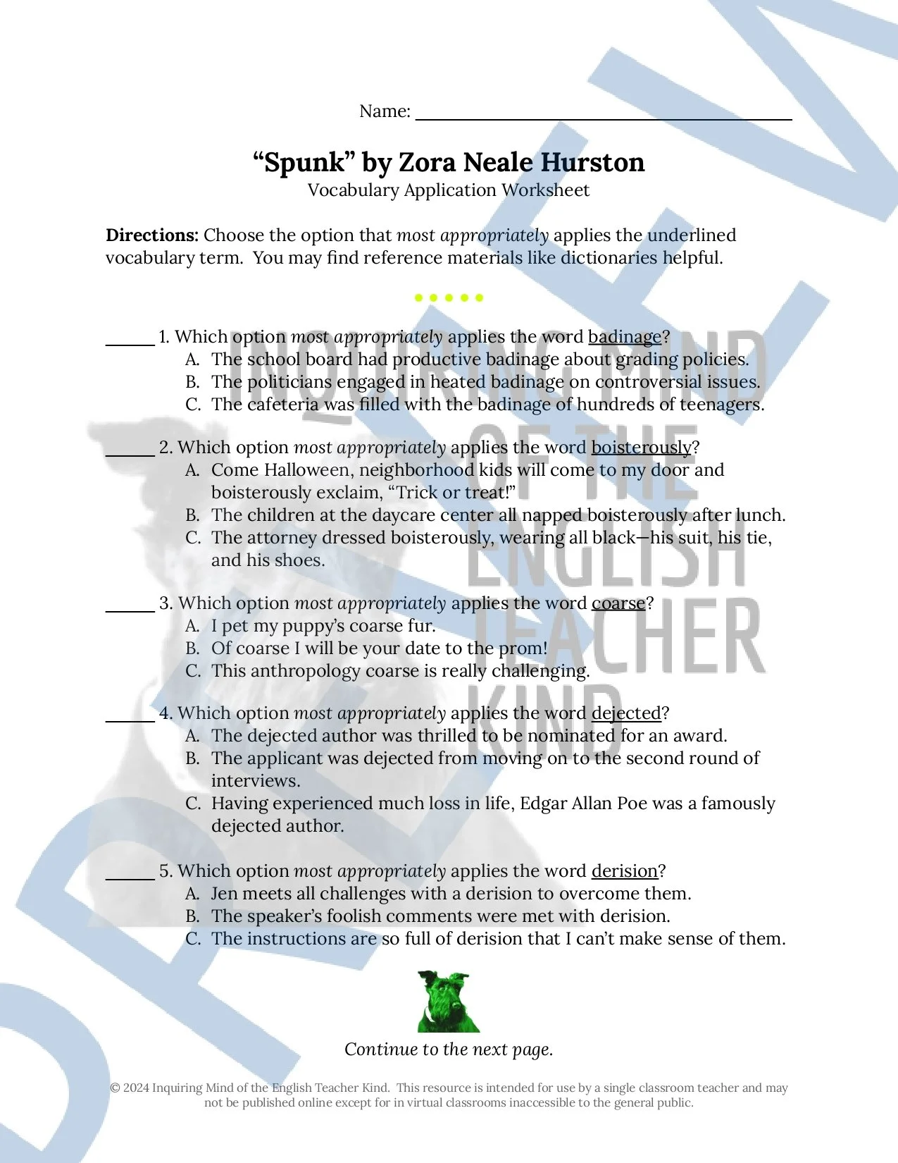 "Spunk" by Zora Neale Hurston Quiz, Close Reading, and Vocabulary Games ...