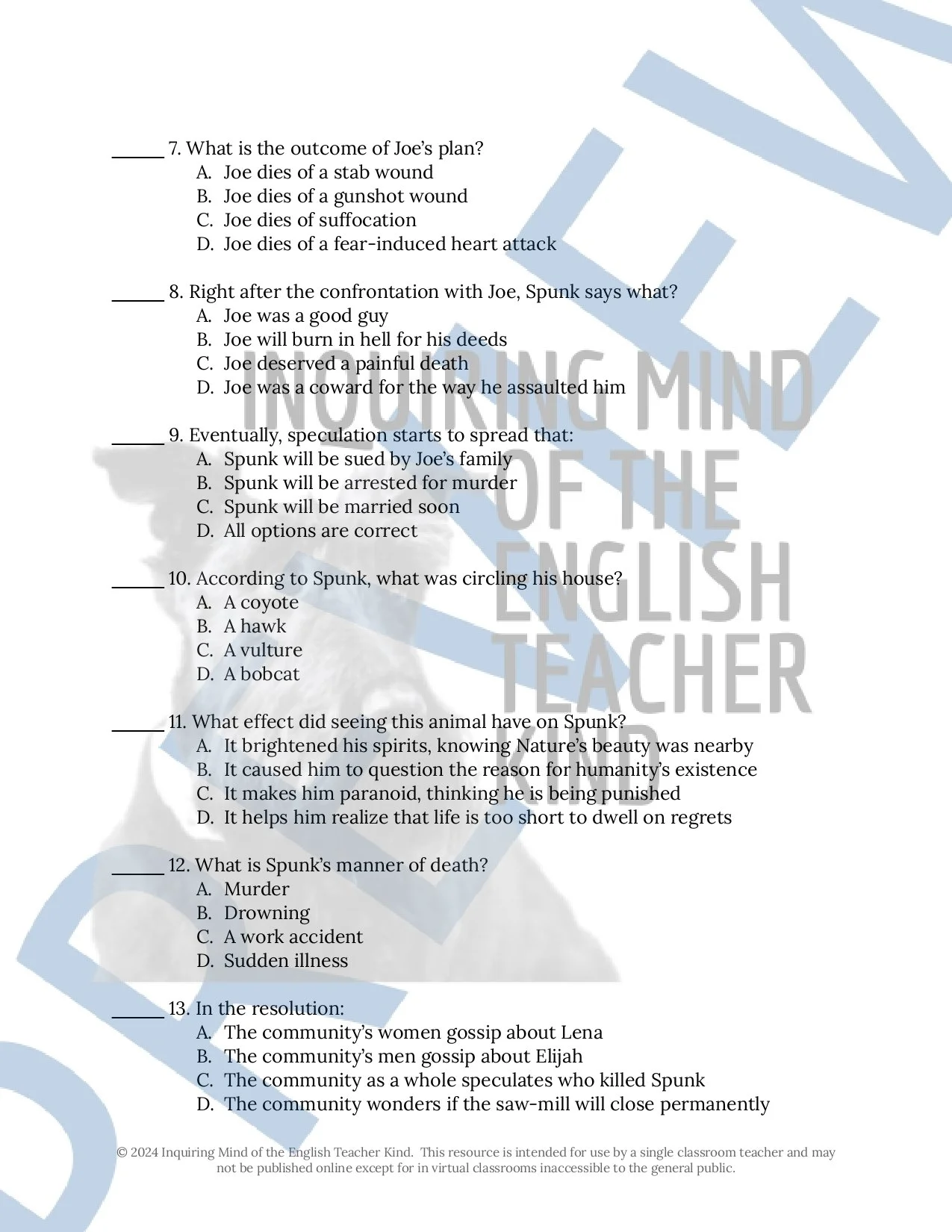 "Spunk" by Zora Neale Hurston Quiz, Close Reading, and Vocabulary Games ...