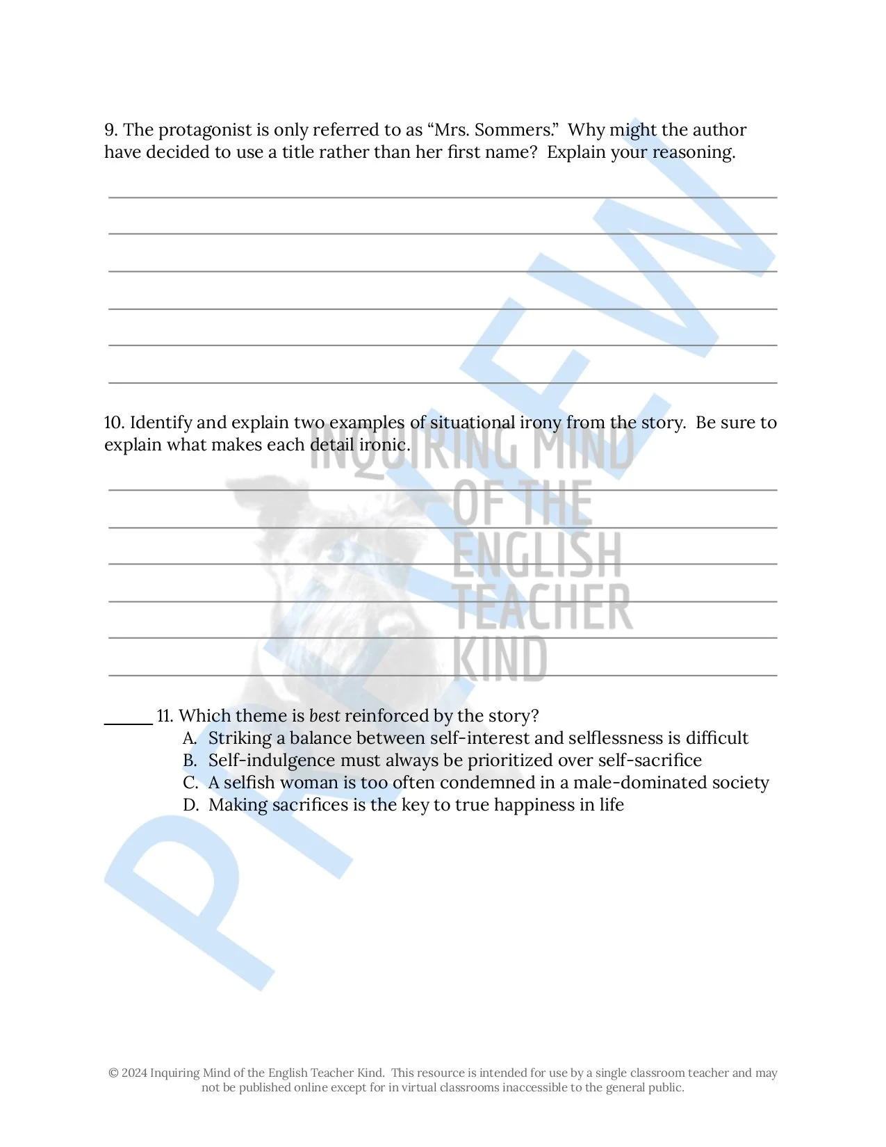 "A Pair of Silk Stockings" by Kate Chopin Quiz, Close Reading, and ...