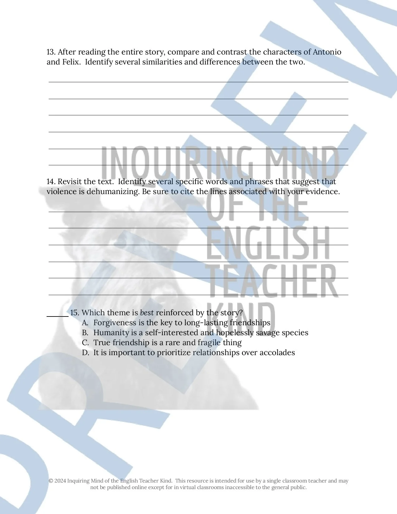 "Amigo Brothers" by Piri Thomas Quiz, Close Reading Worksheet, and ...