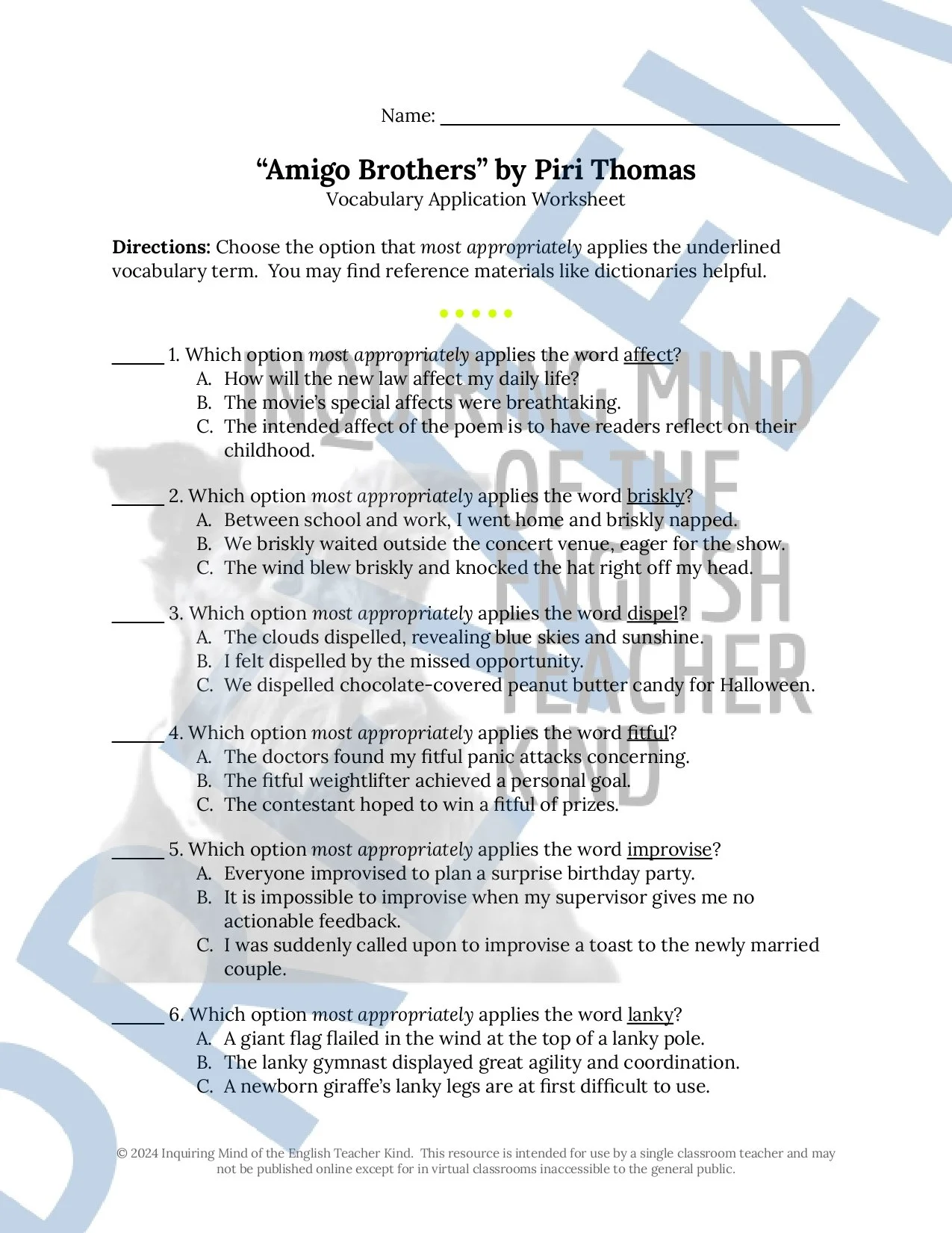 "Amigo Brothers" by Piri Thomas Quiz, Close Reading Worksheet, and ...